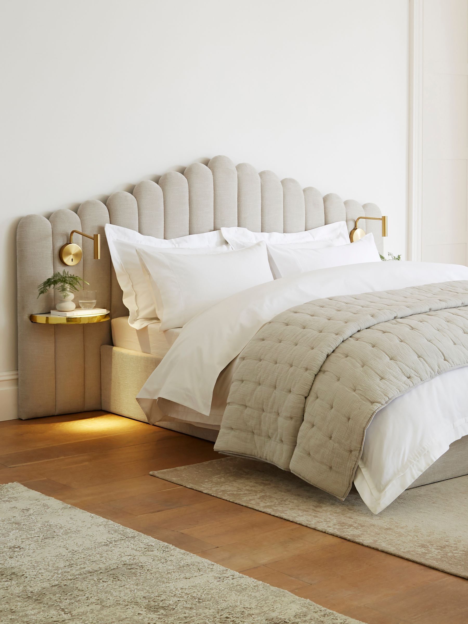 Buy Soft Texture Light Natural Adele Upholstered Hotel Bed Frame with ...