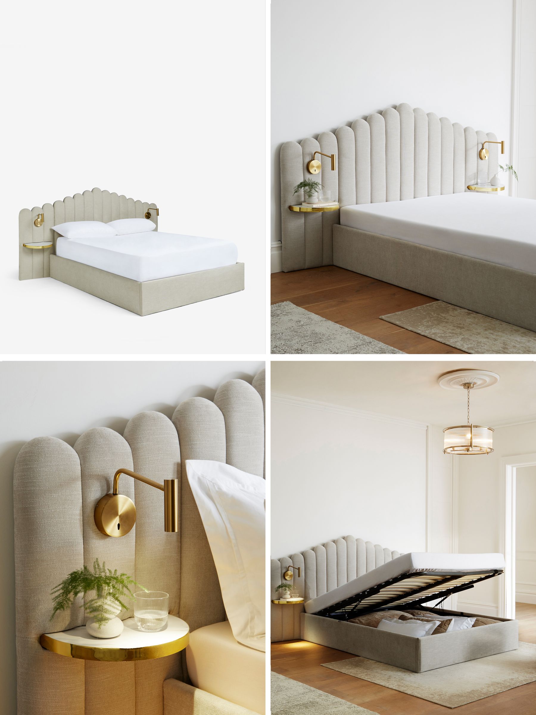 Buy Soft Texture Light Natural Adele Upholstered Hotel Bed Frame with ...