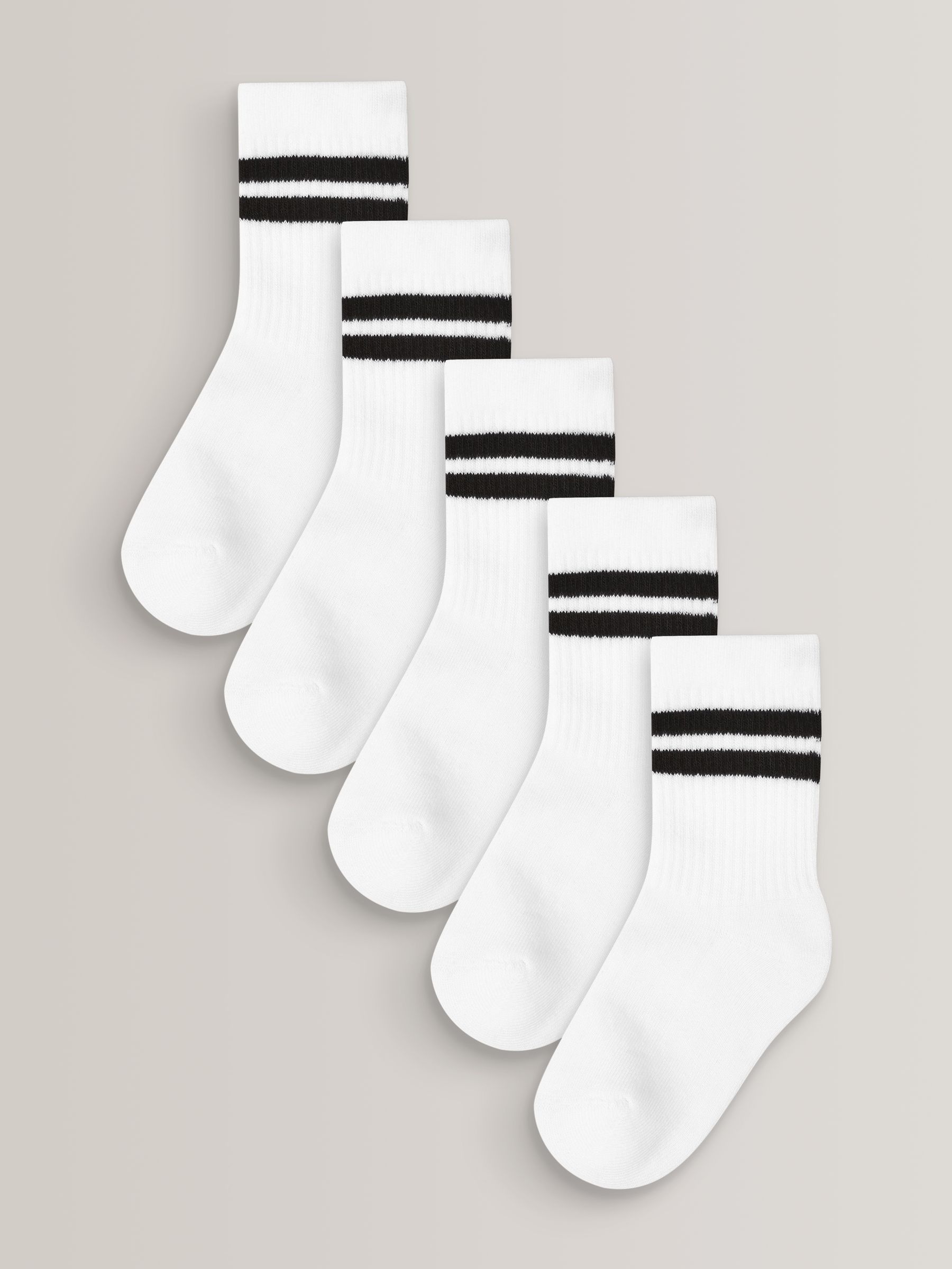 Buy White Cushioned Footbed Cotton Rich Ribbed Tipped Socks 5 Pack from ...