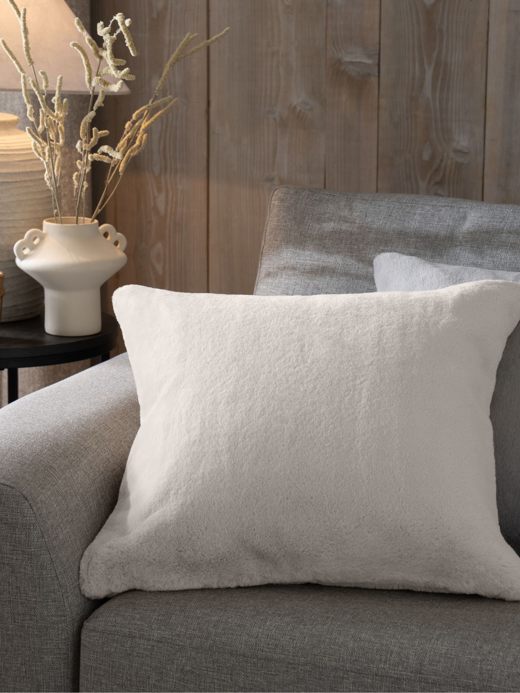 Buy Ivory Soft To Touch Plush 50 x 50cm Faux Fur Cushion from the Next ...