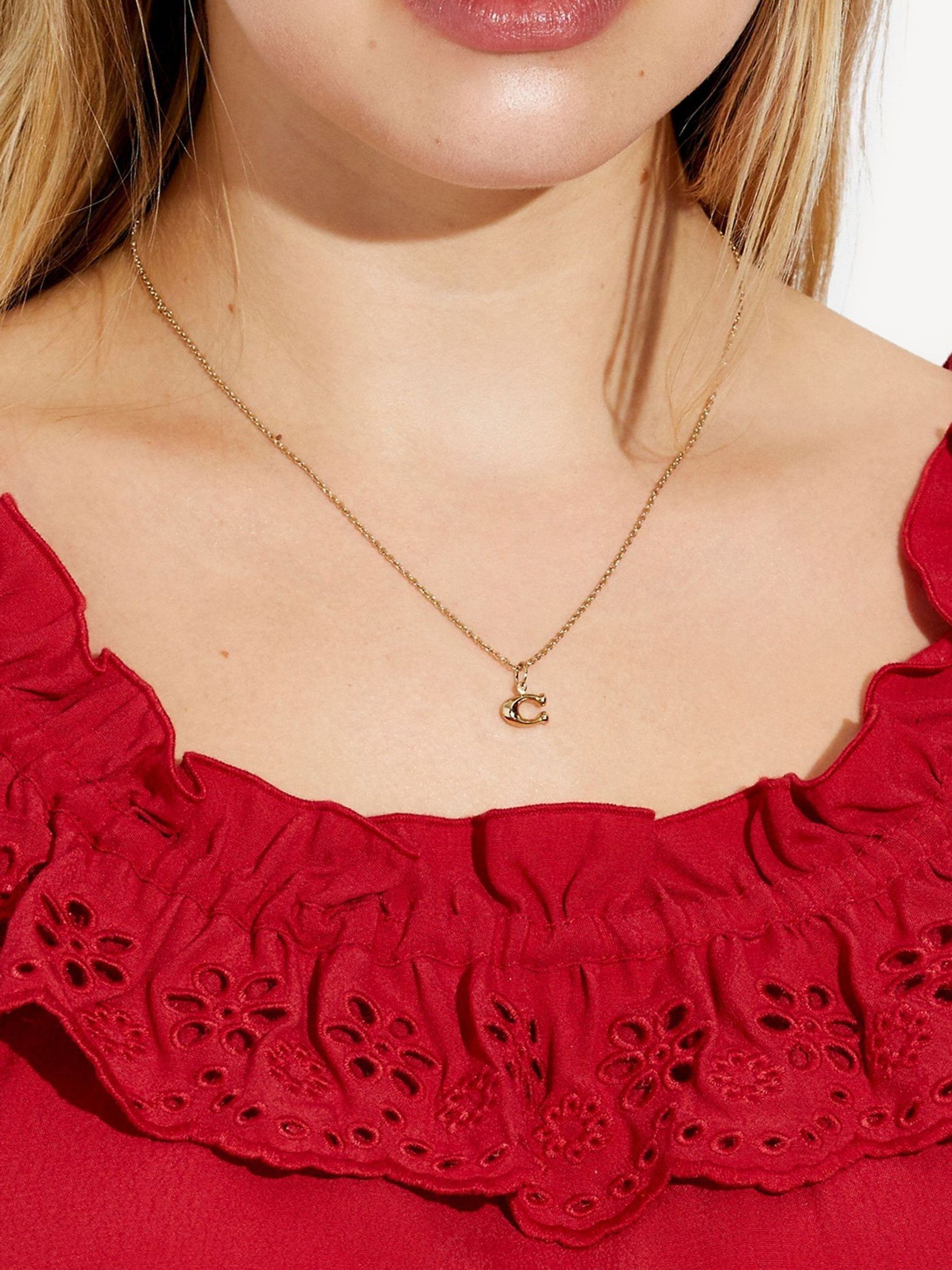 Buy COACH Gold Tone Signature C Starter Necklace from the Next UK ...