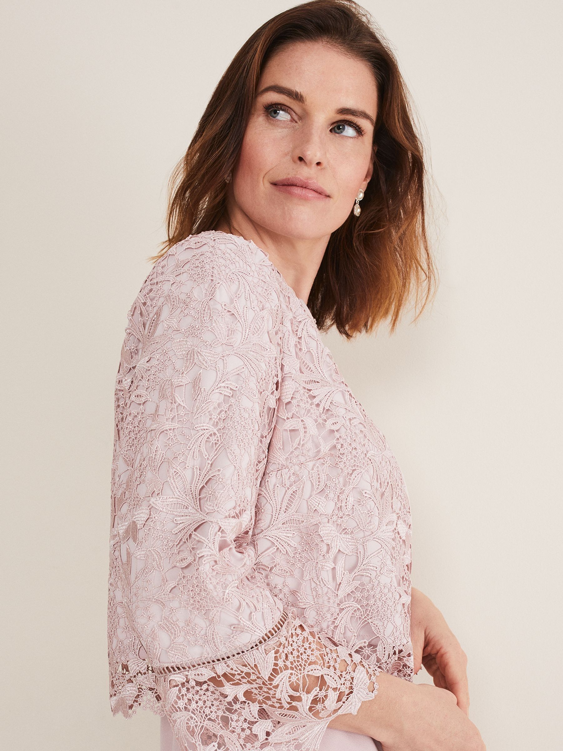 Buy Phase Eight Pink Isabella Lace Jacket from the Next UK online shop