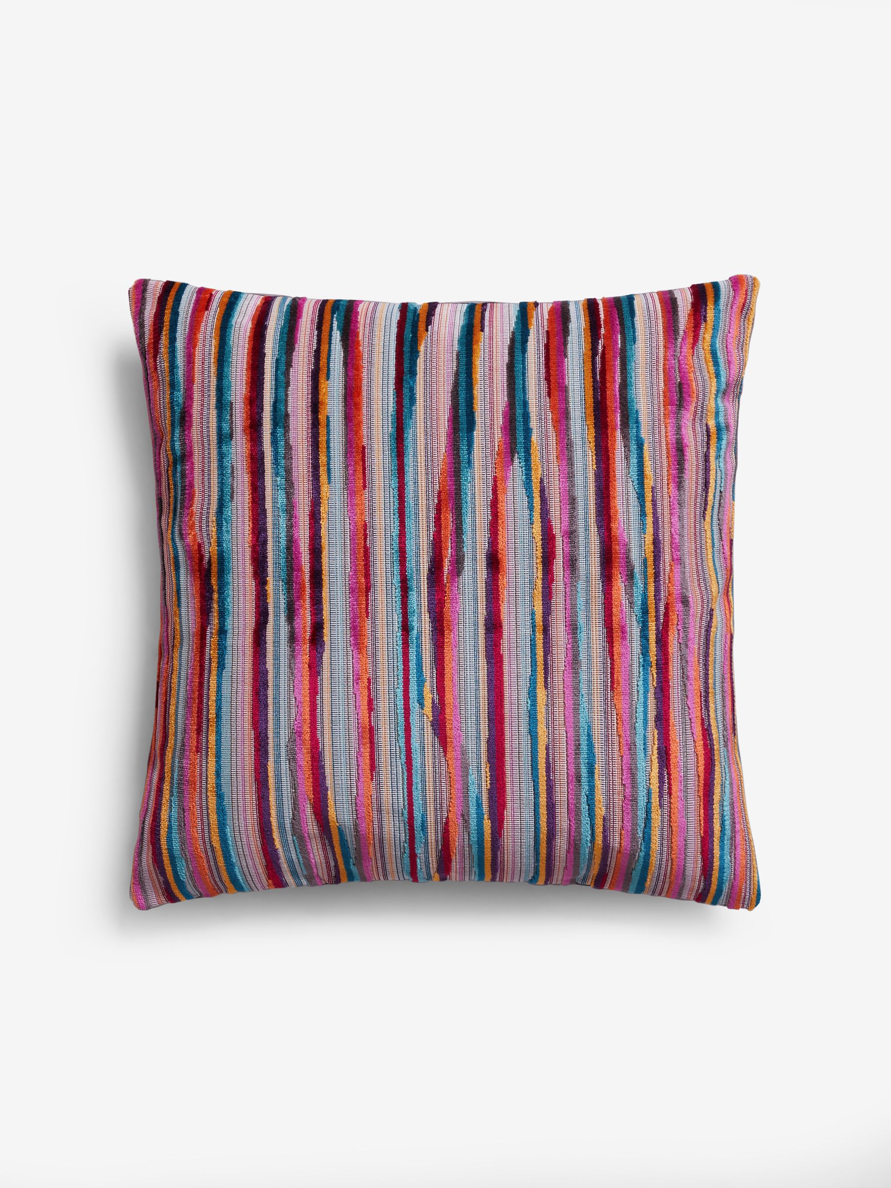 Buy Multi Bright 43 x 43cm Cut Velvet Stripe Cushion from Next Australia