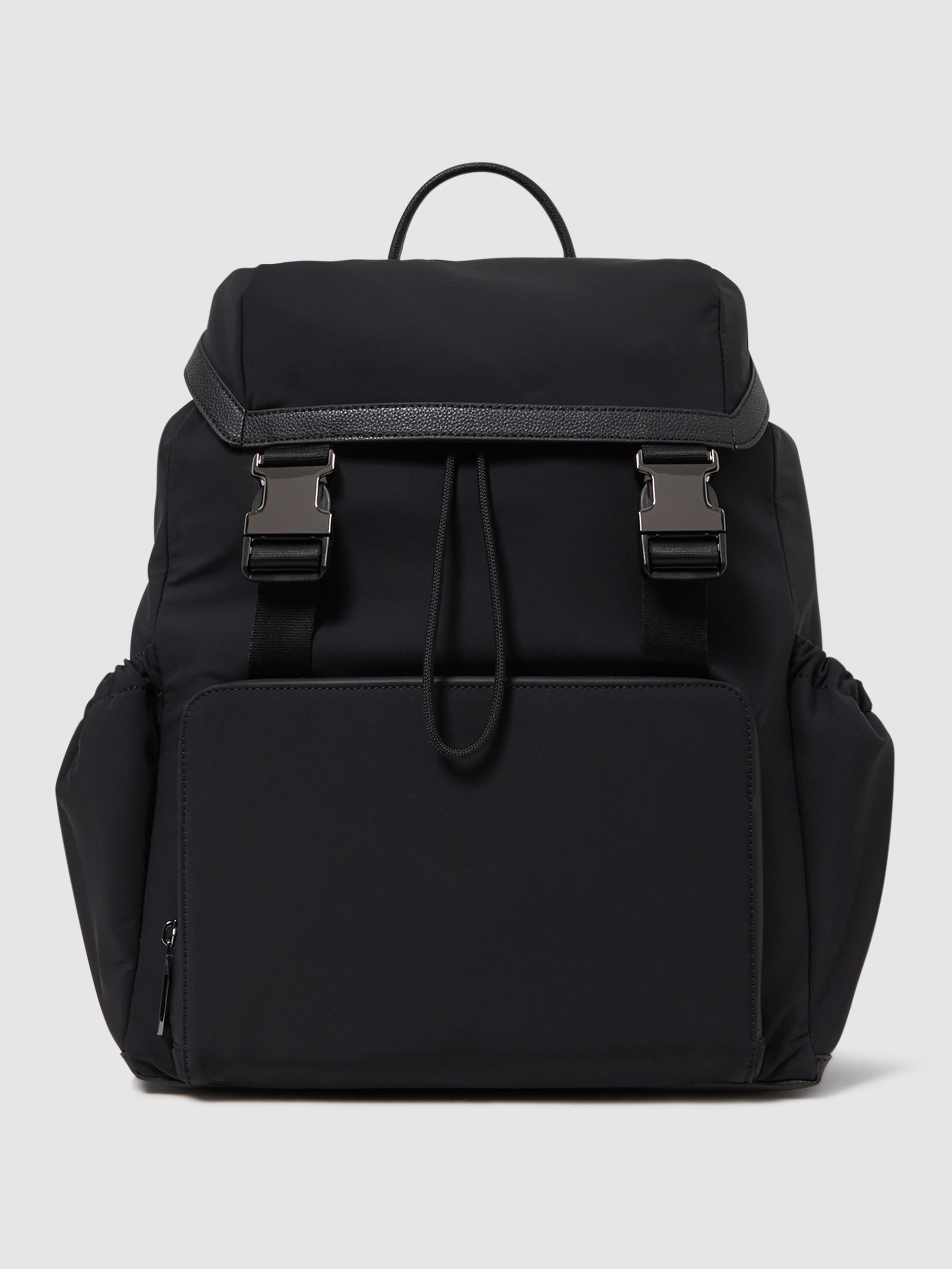 Buy Reiss Black Danny Leather Drawstring Backpack from the Next UK ...