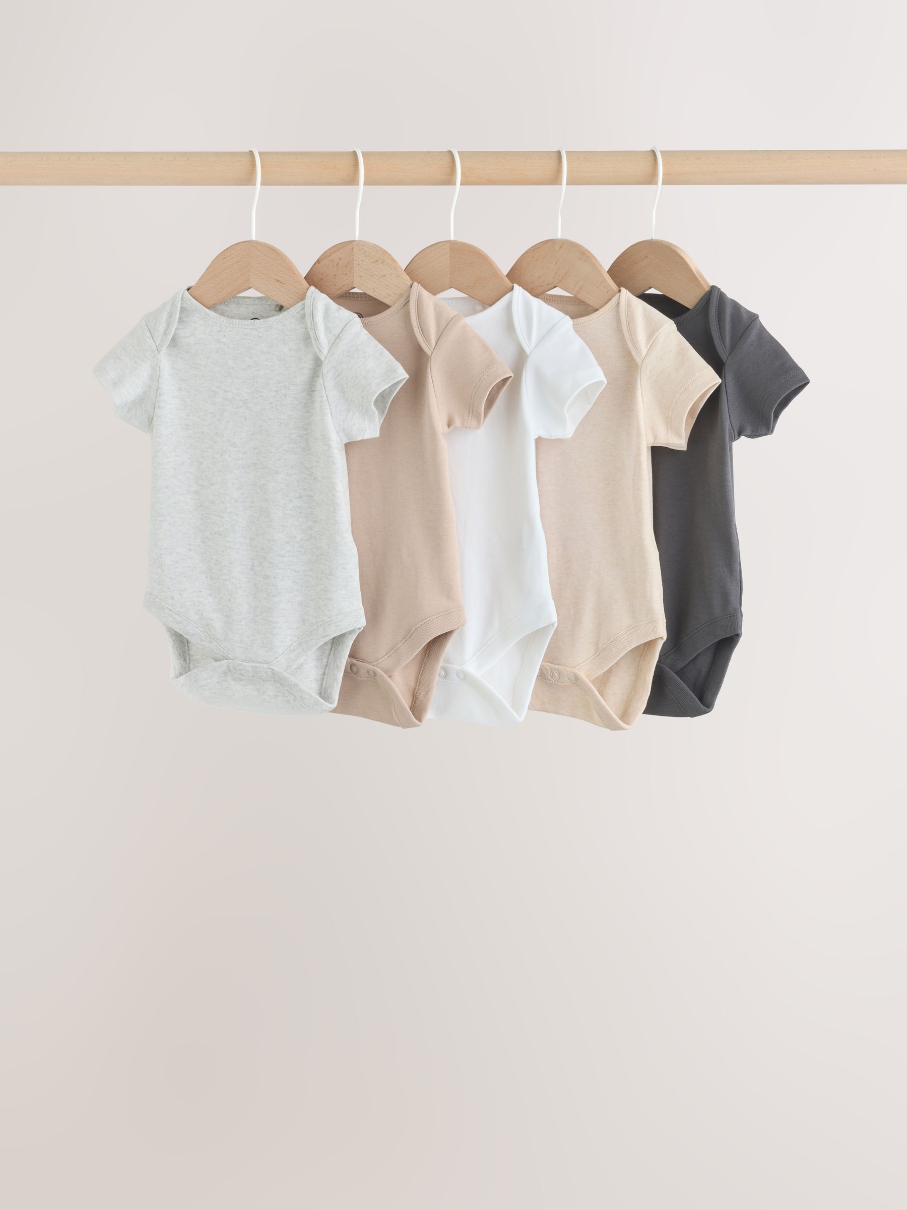 Buy Neutral Baby Essential Short Sleeve Bodysuits 5 Pack from the Next ...