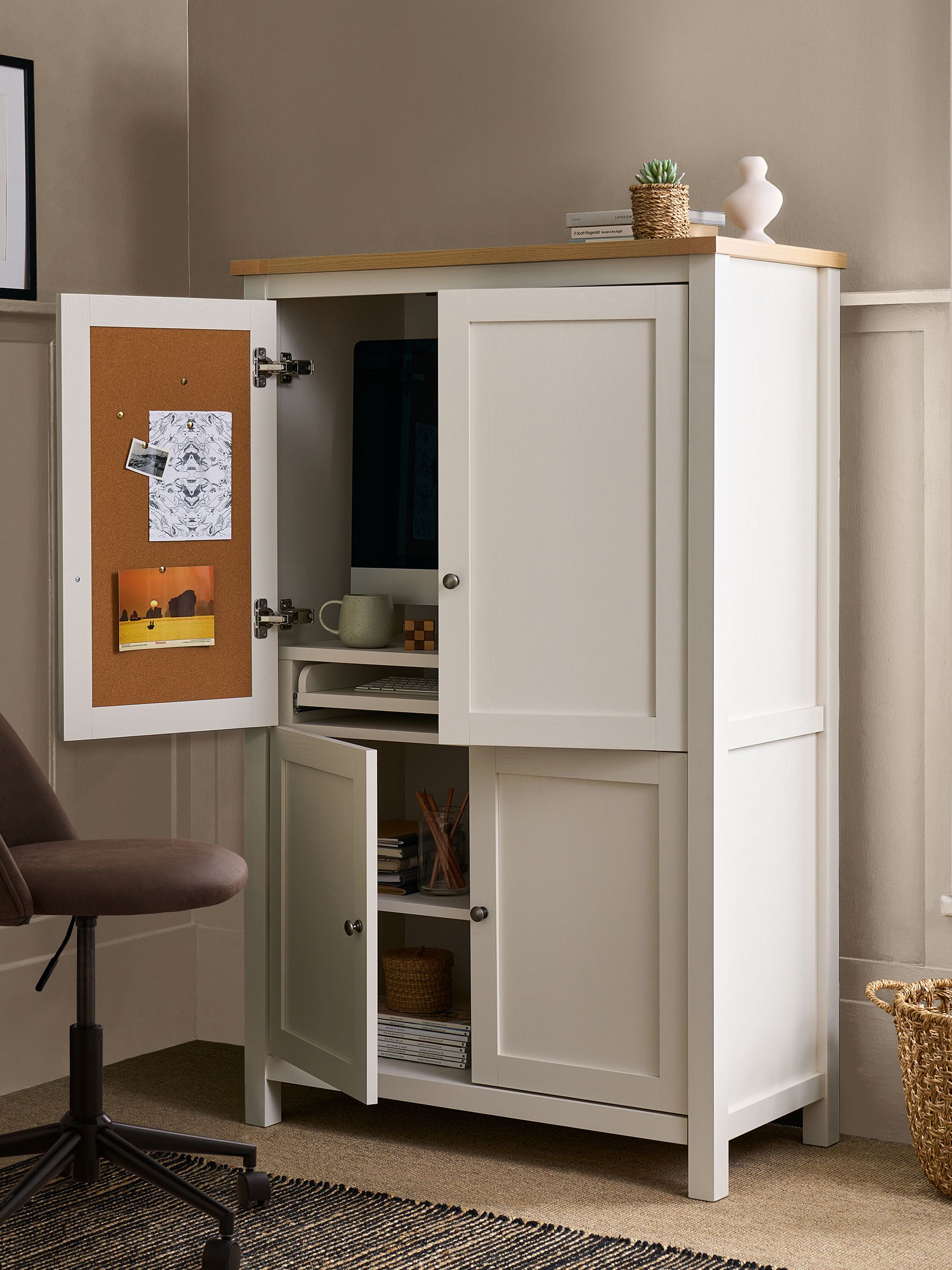 Buy Cream Malvern Oak Effect Compact Hideaway Desk from the Next UK ...
