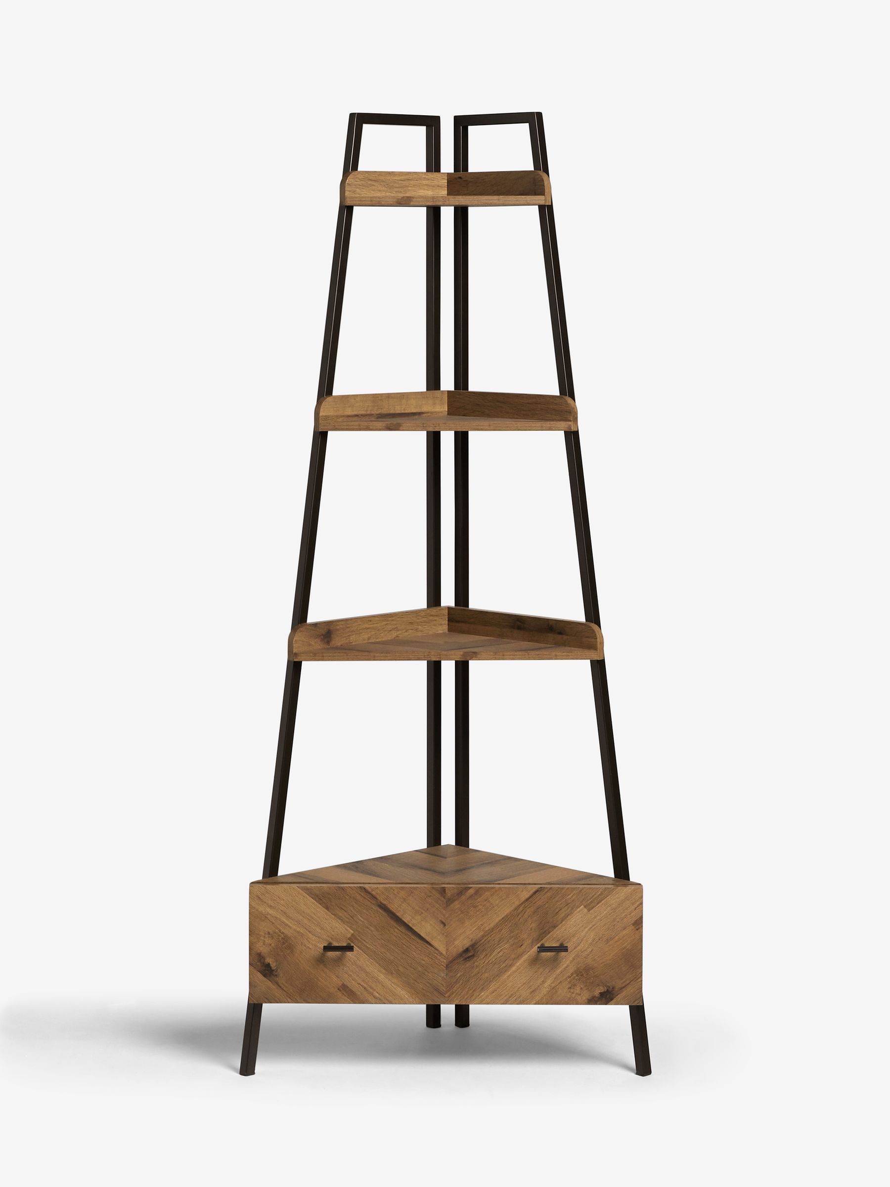 Buy Dark Bronx Ladder Chevron Oak Effect Storage Corner Shelf from the ...