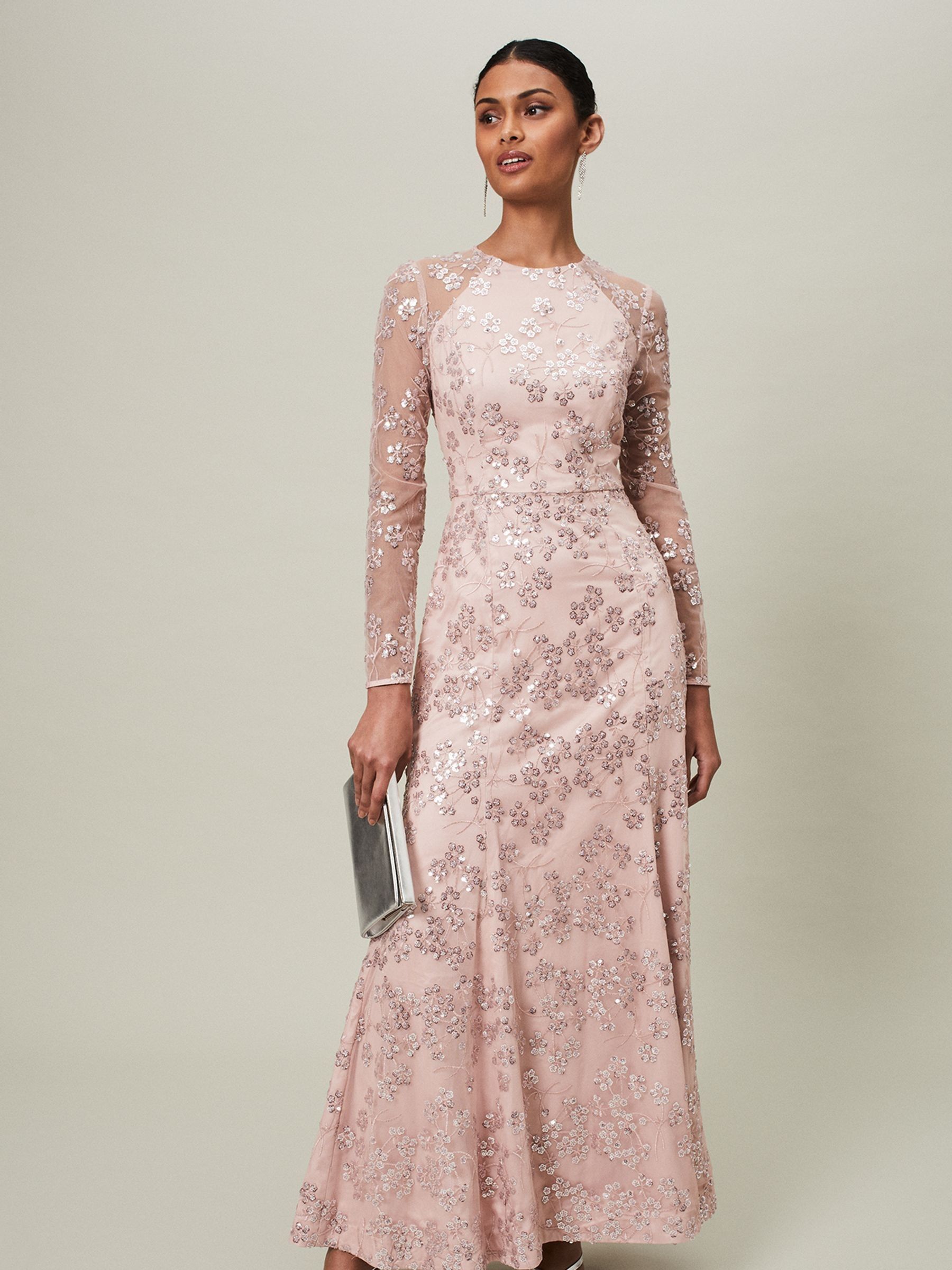 Buy Phase Eight Pink Natalya Sequin Floral Maxi Dress from the Next UK ...