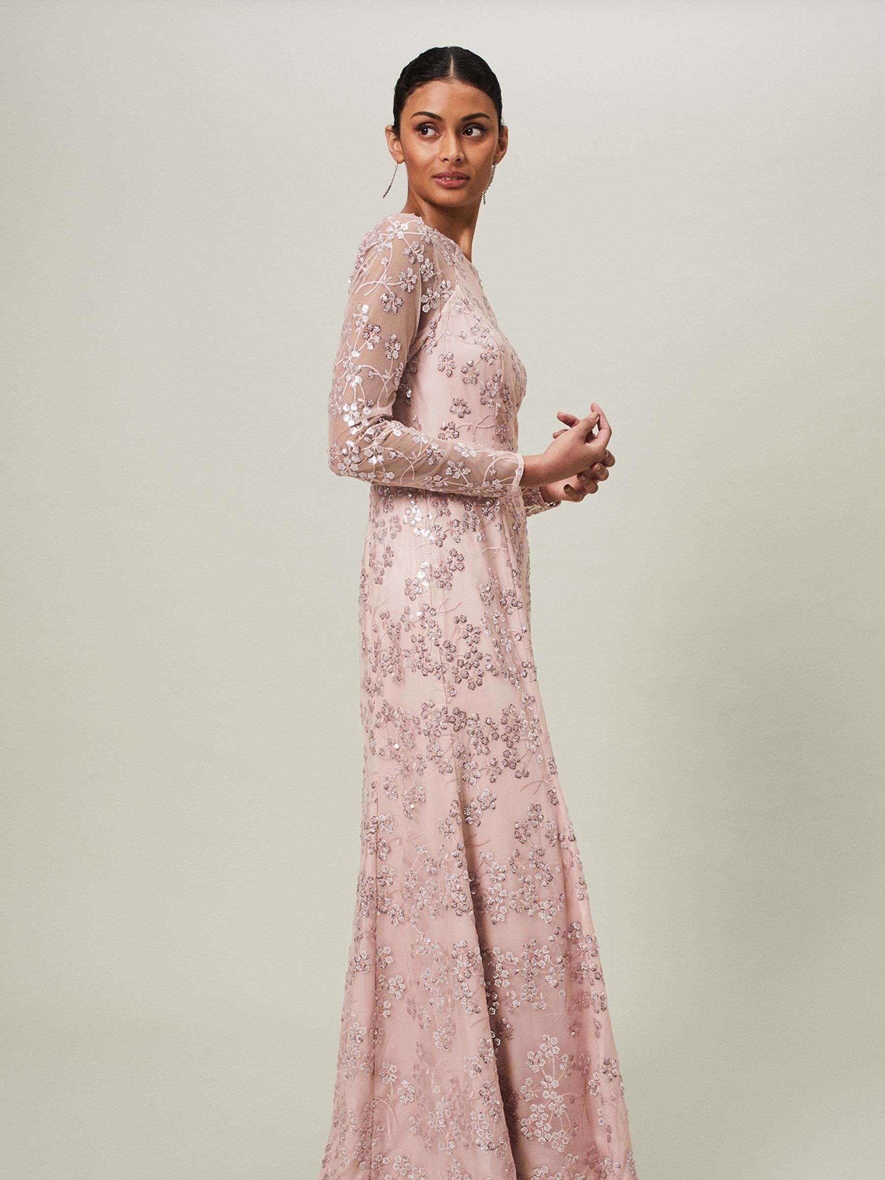 Buy Phase Eight Pink Natalya Sequin Floral Maxi Dress from the Next UK ...