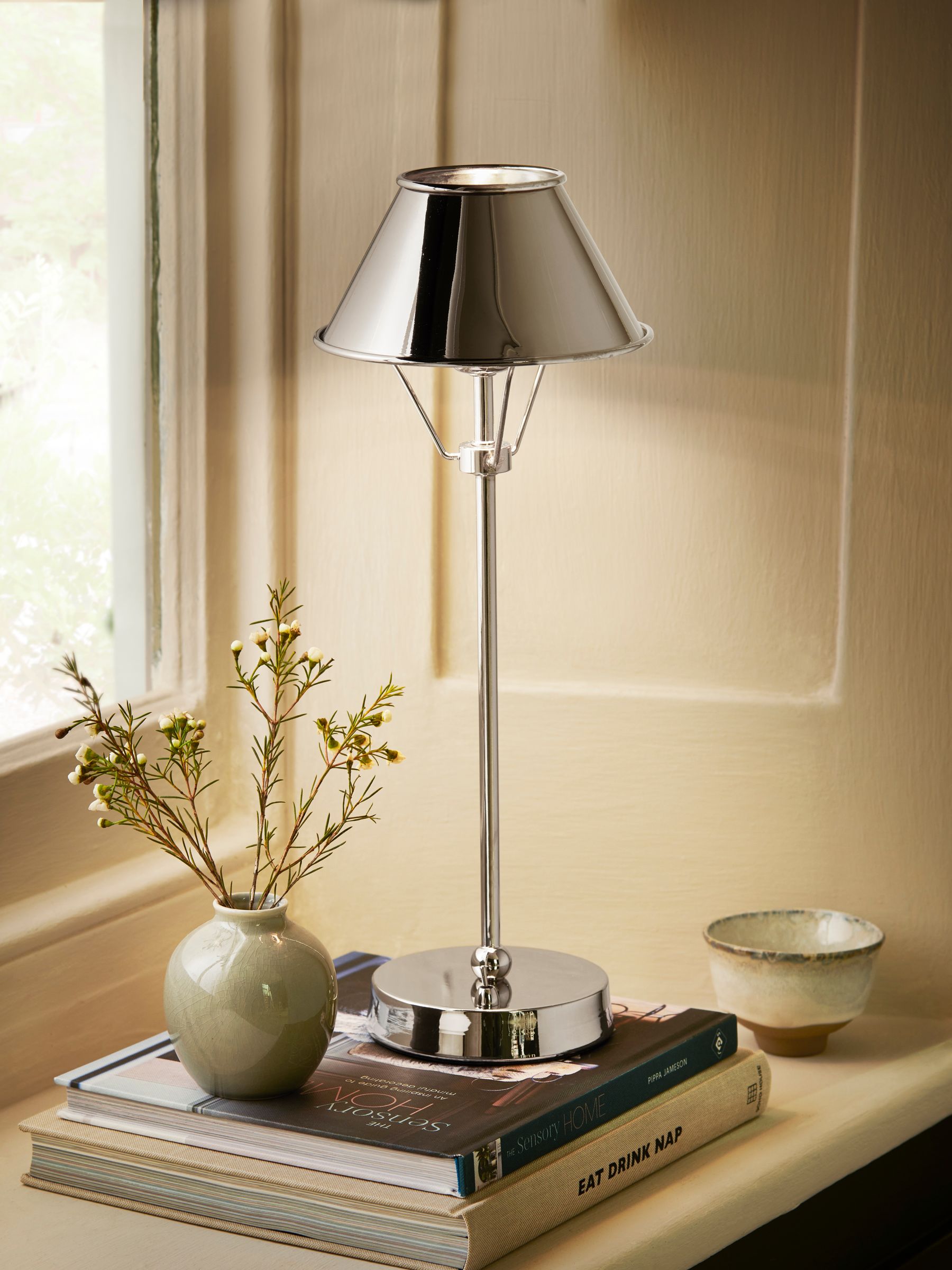 Buy Chrome Hector Rechargeable Large Wireless Table Lamp from the Next ...
