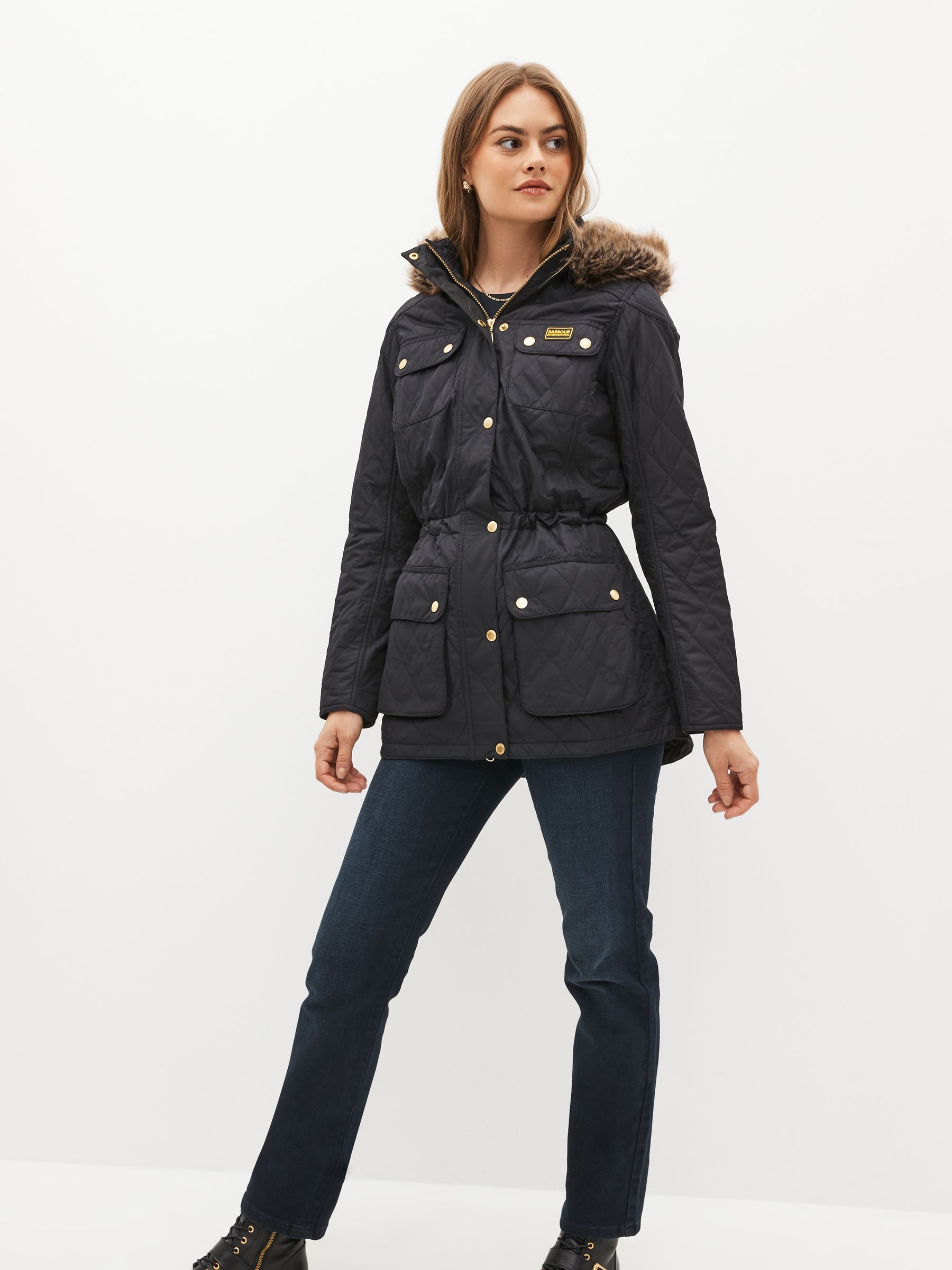 Barbour international enduro quilted jacket black store