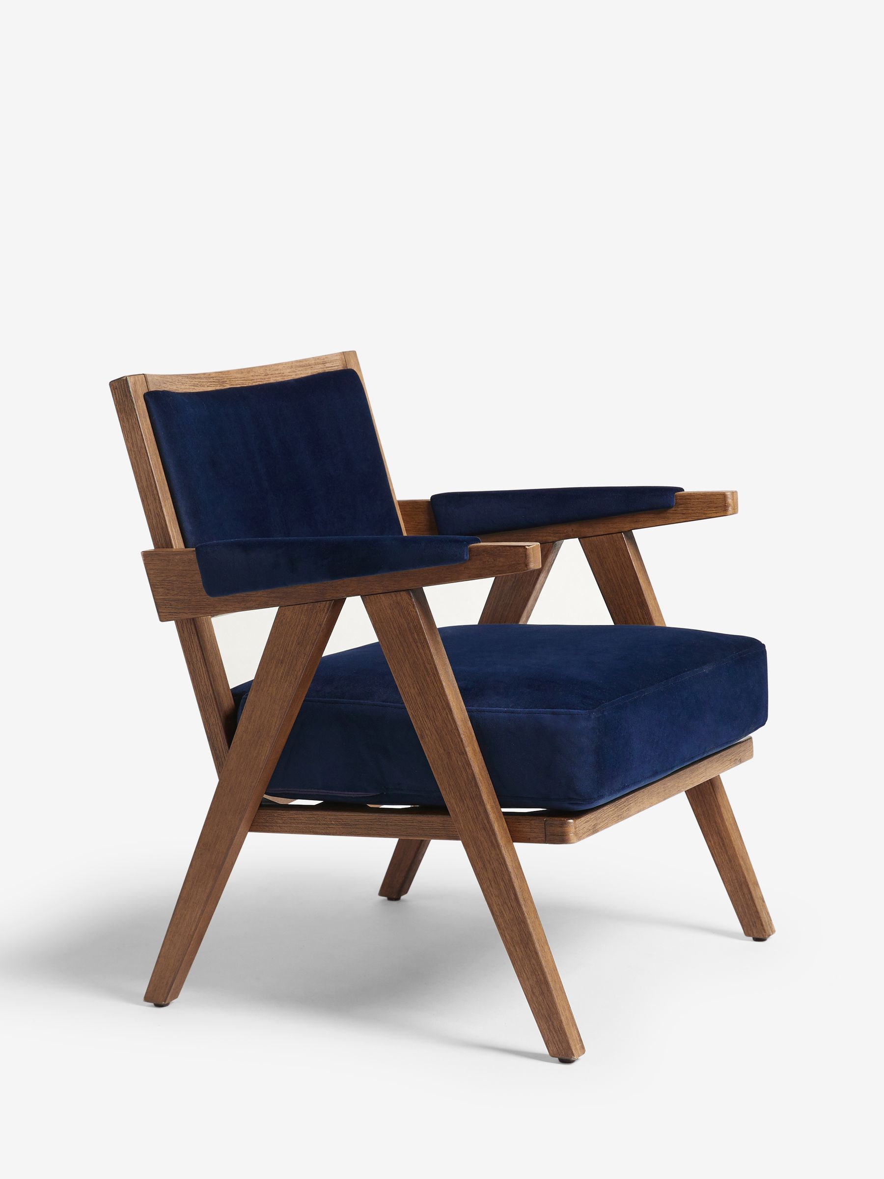 Buy Bronx Frame Soft Velvet Navy Blue Abe Wooden Accent Chair from the ...
