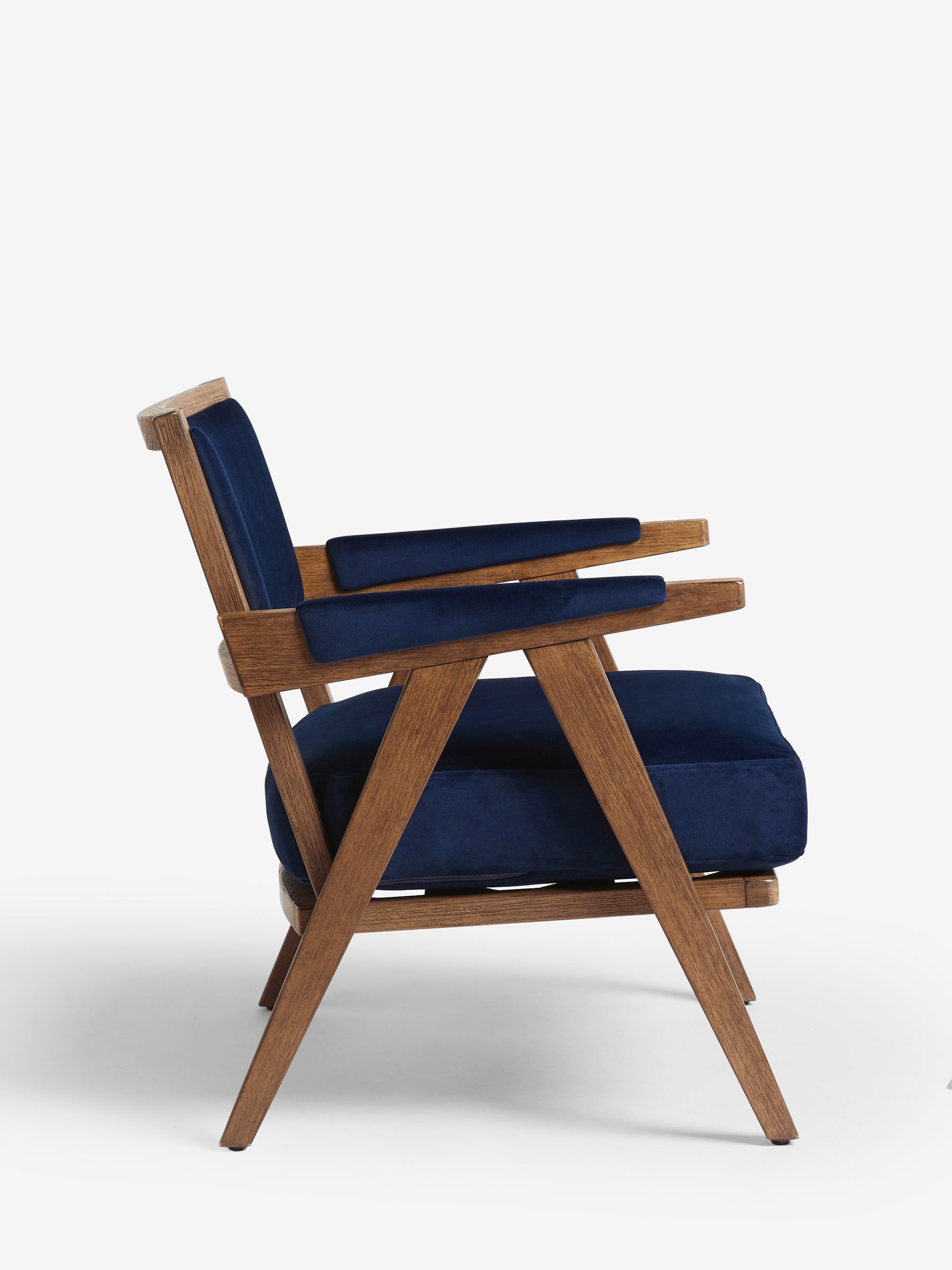 Buy Bronx Frame Soft Velvet Navy Blue Abe Wooden Accent Chair from the ...