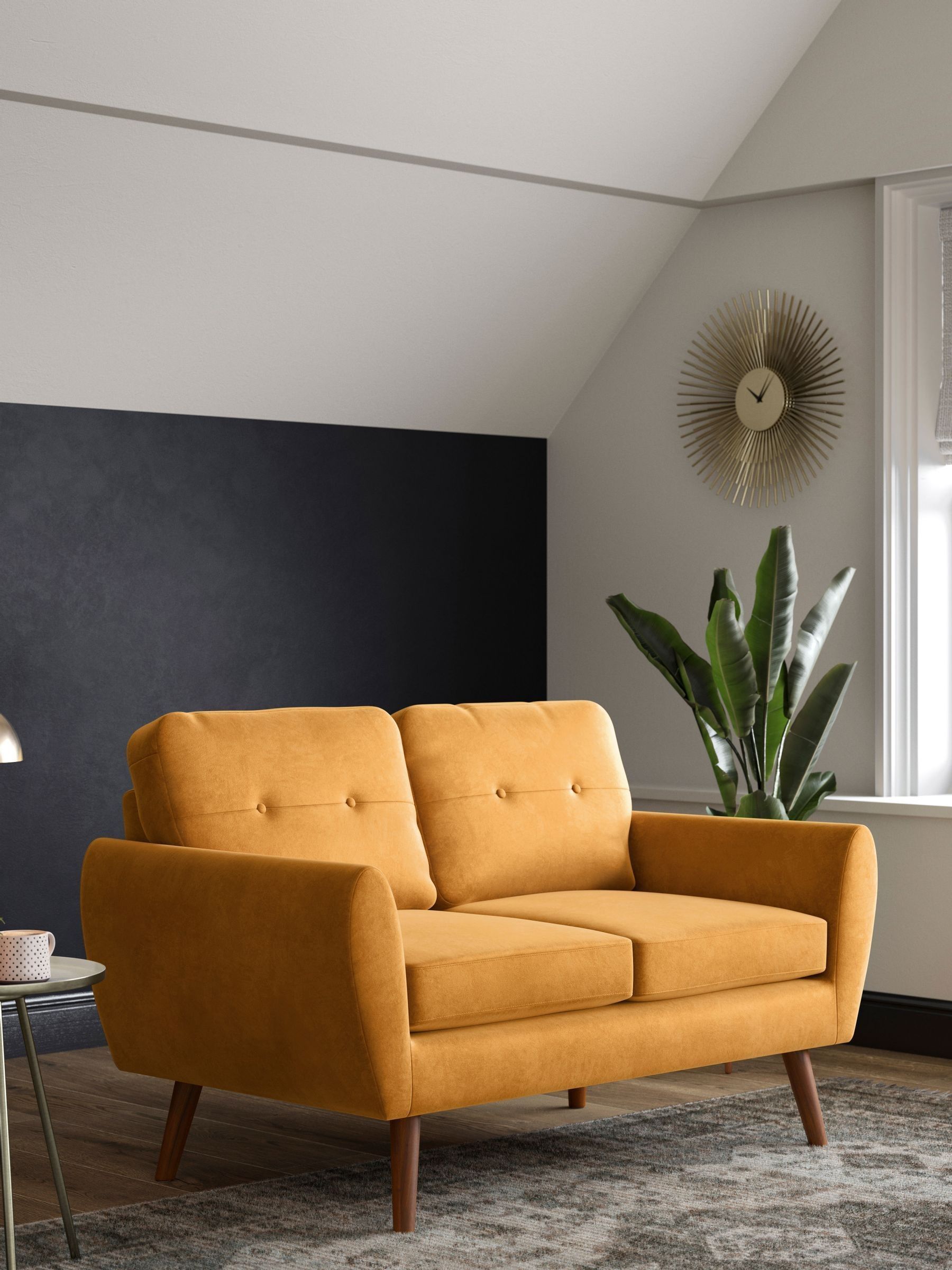 Buy Soft Velvet Ochre Yellow Small Wilson 2 Seater Sofa from Next Ireland
