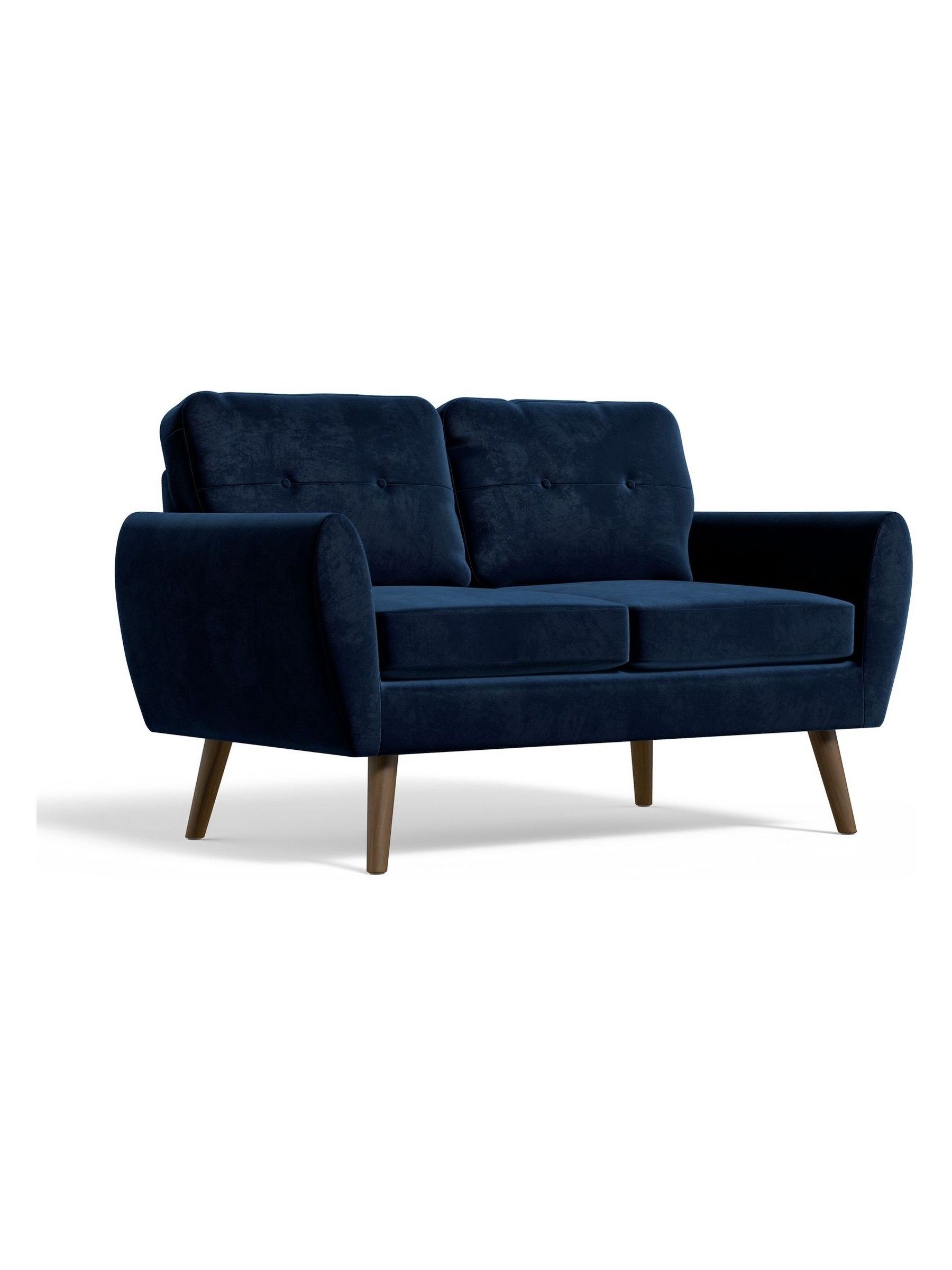 Buy Soft Velvet Navy Blue Bronx Leg Small Wilson 2 Seater Sofa from the ...