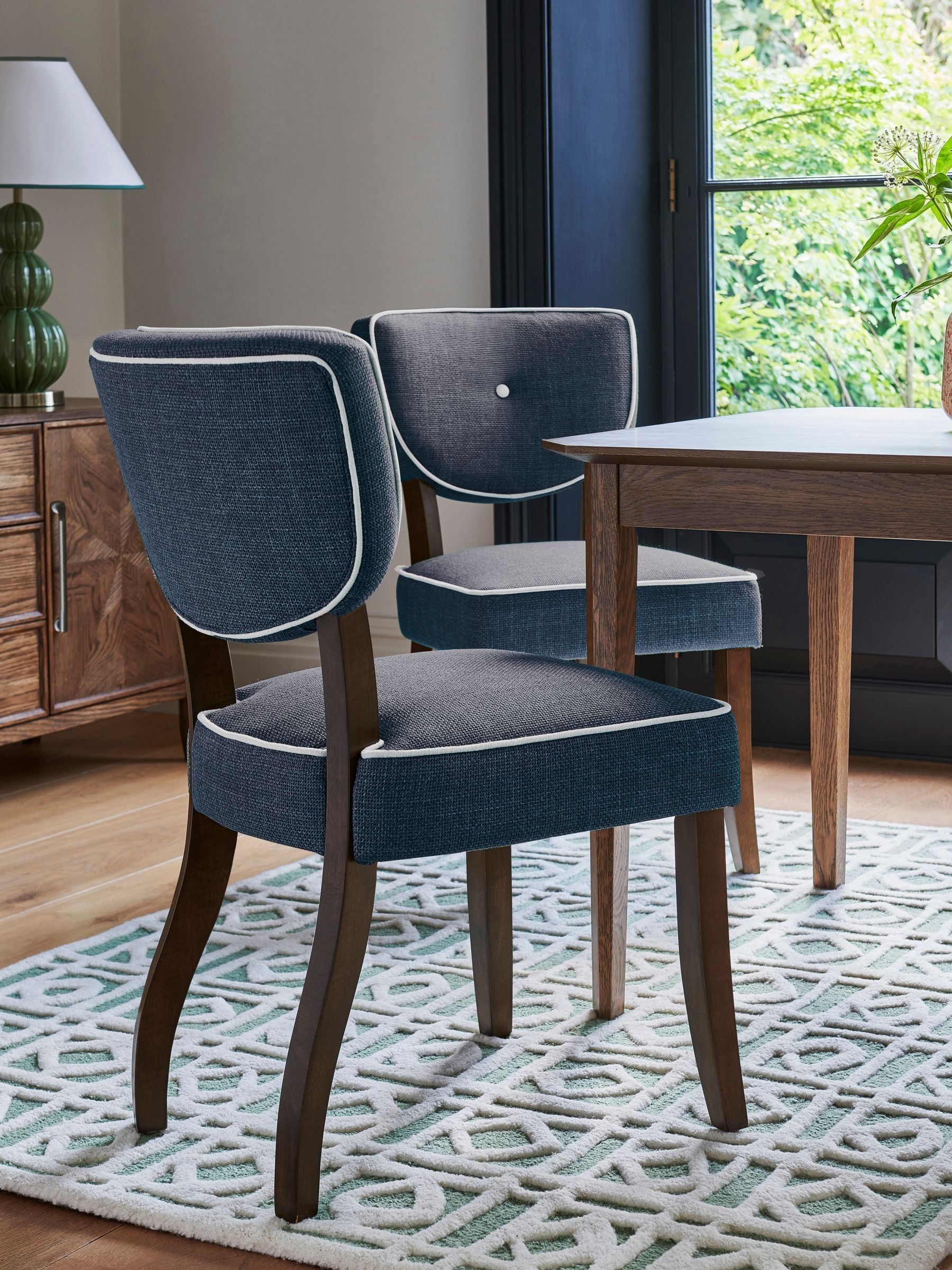 Buy Nina Campbell Set of 2 Clabon Indigo Walnut Effect Leg Ashburn ...