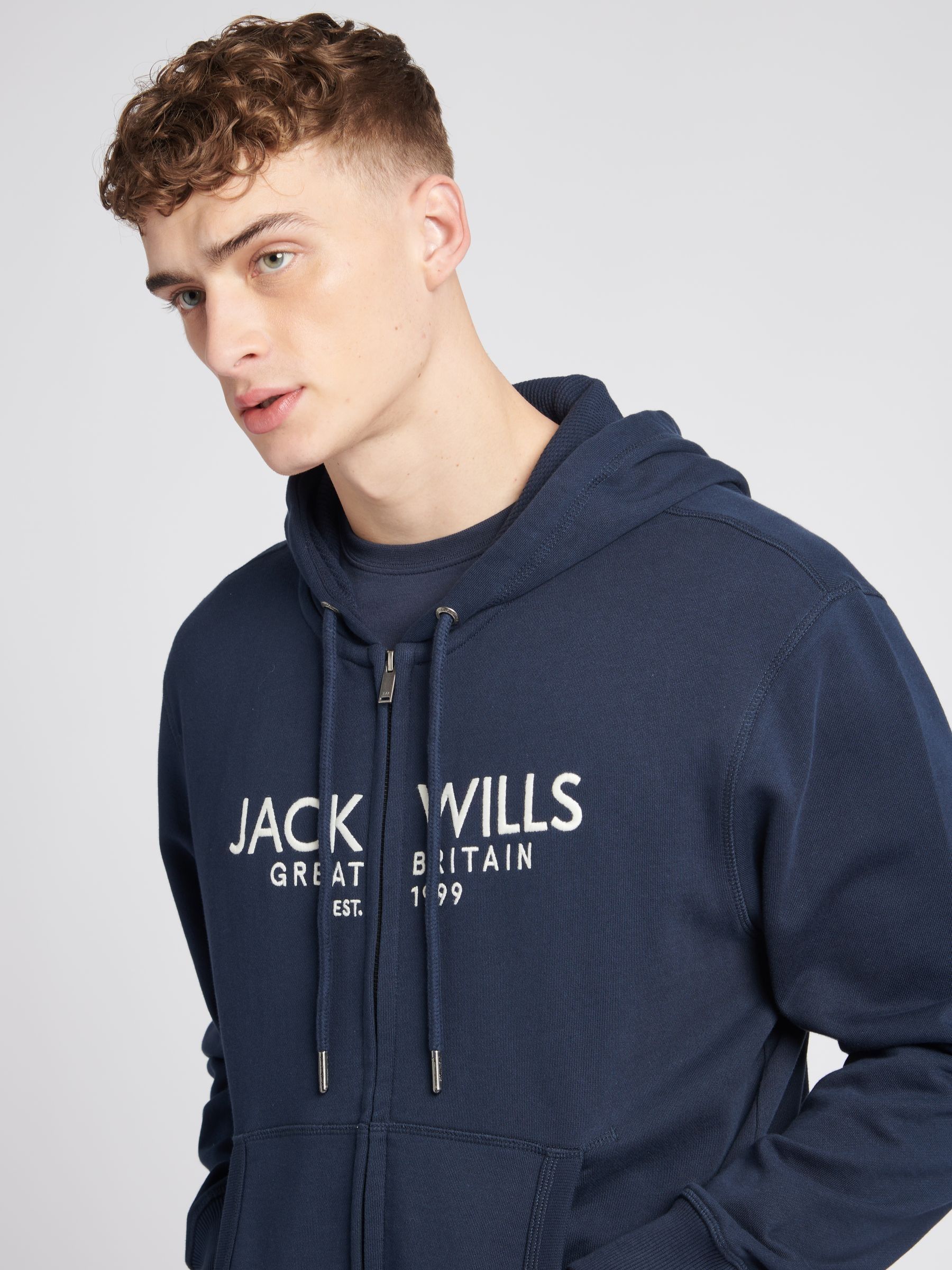 Buy Jack Wills Blue Graphic Pinebrook Zip Through 100% Cotton Hoodie ...