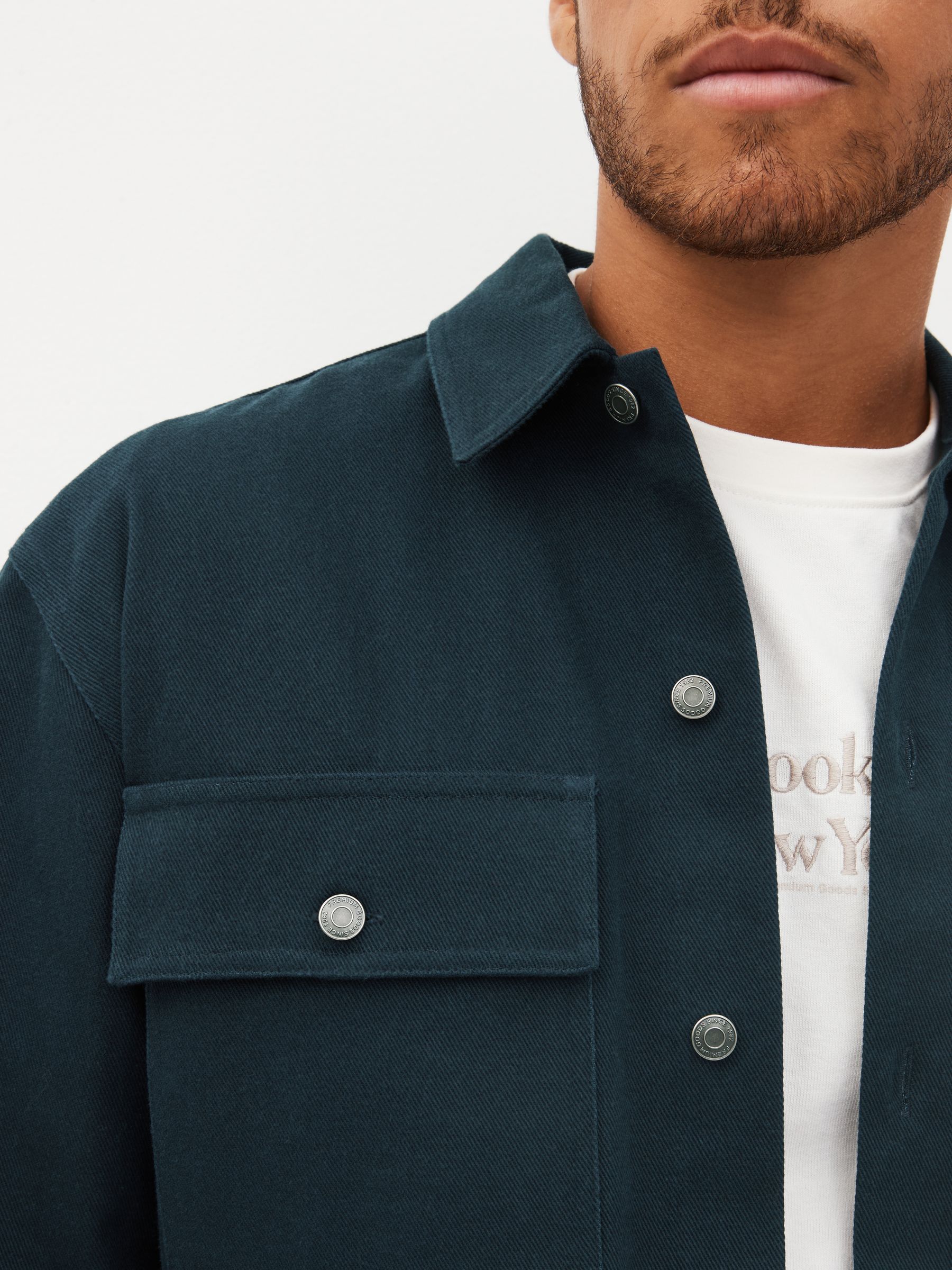 Buy Navy Blue 100% Cotton Twin Pocket Shacket Overshirt from Next ...