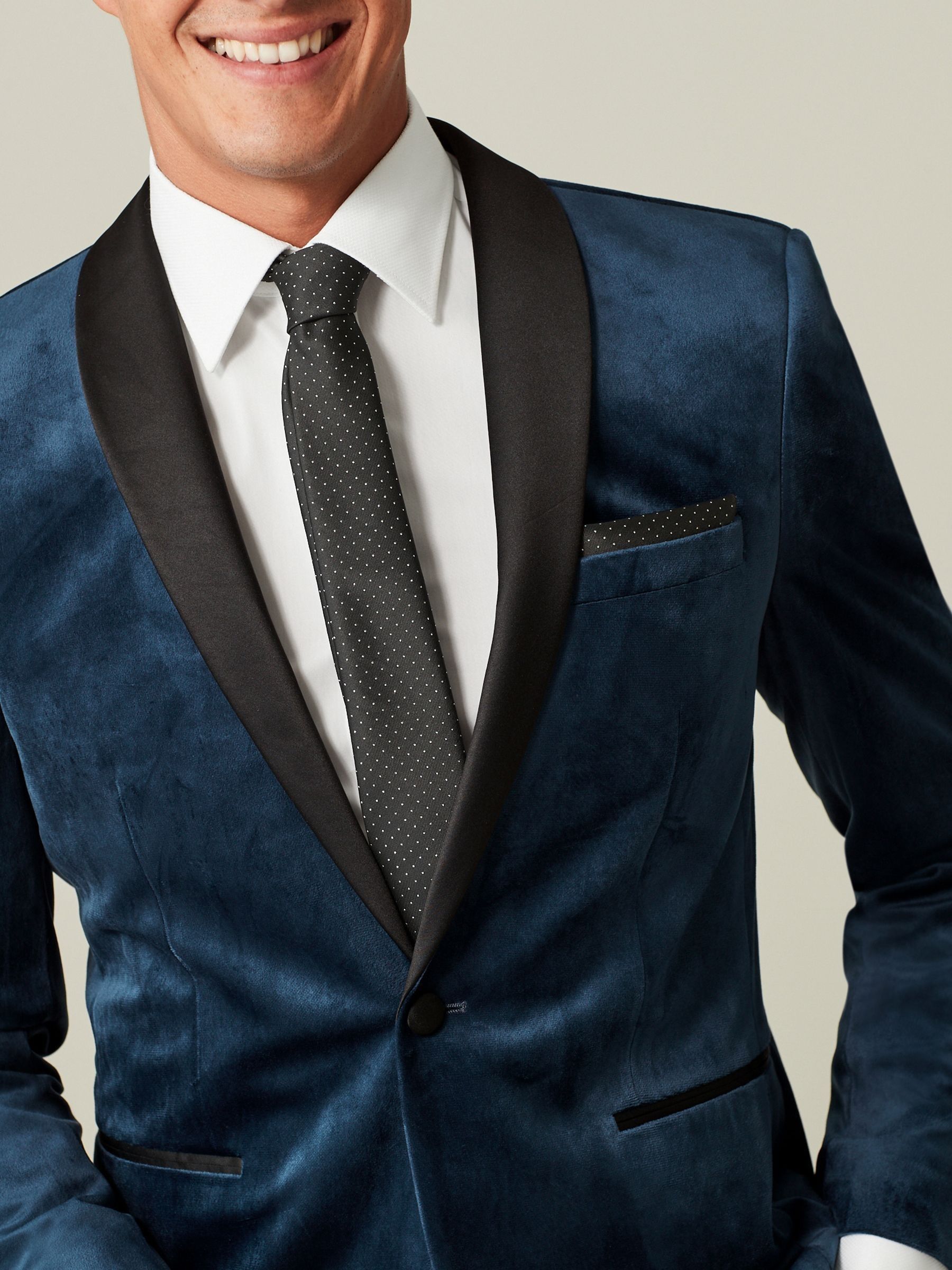 Buy Dark Navy Blue Slim Fit Velvet Blazer from Next Qatar