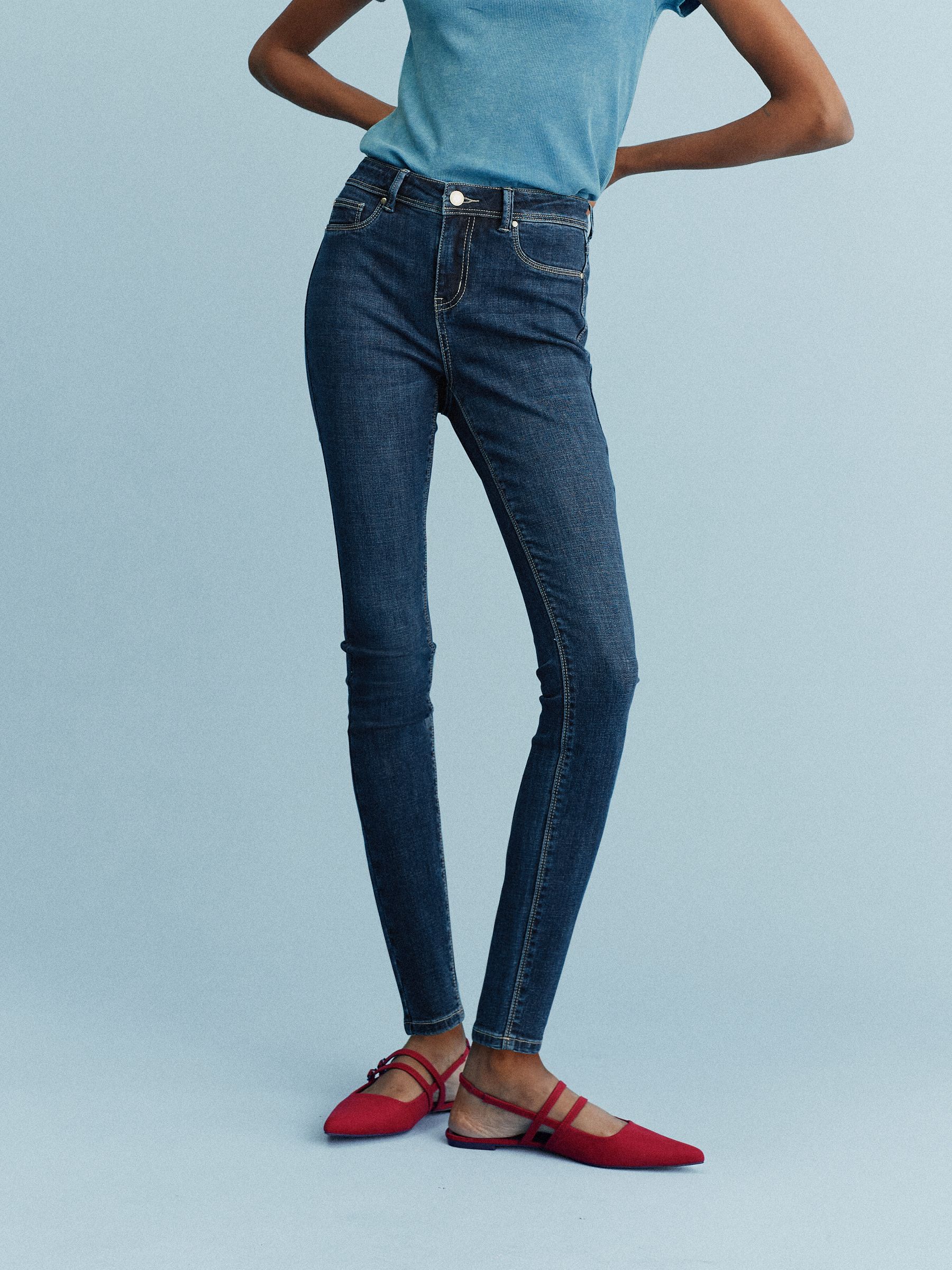 Buy Dark Blue Power Stretch Denim Leggings from the Next UK online shop