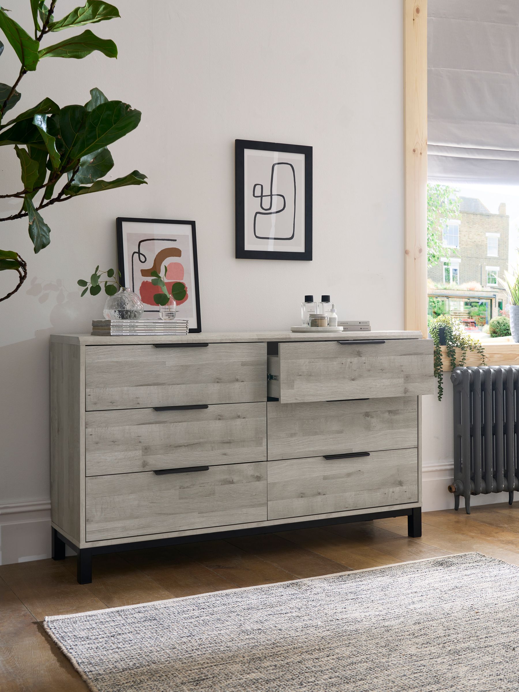 Buy Grey Bronx Oak Effect 6 Drawer Wide Chest of Drawers from the Next UK online shop