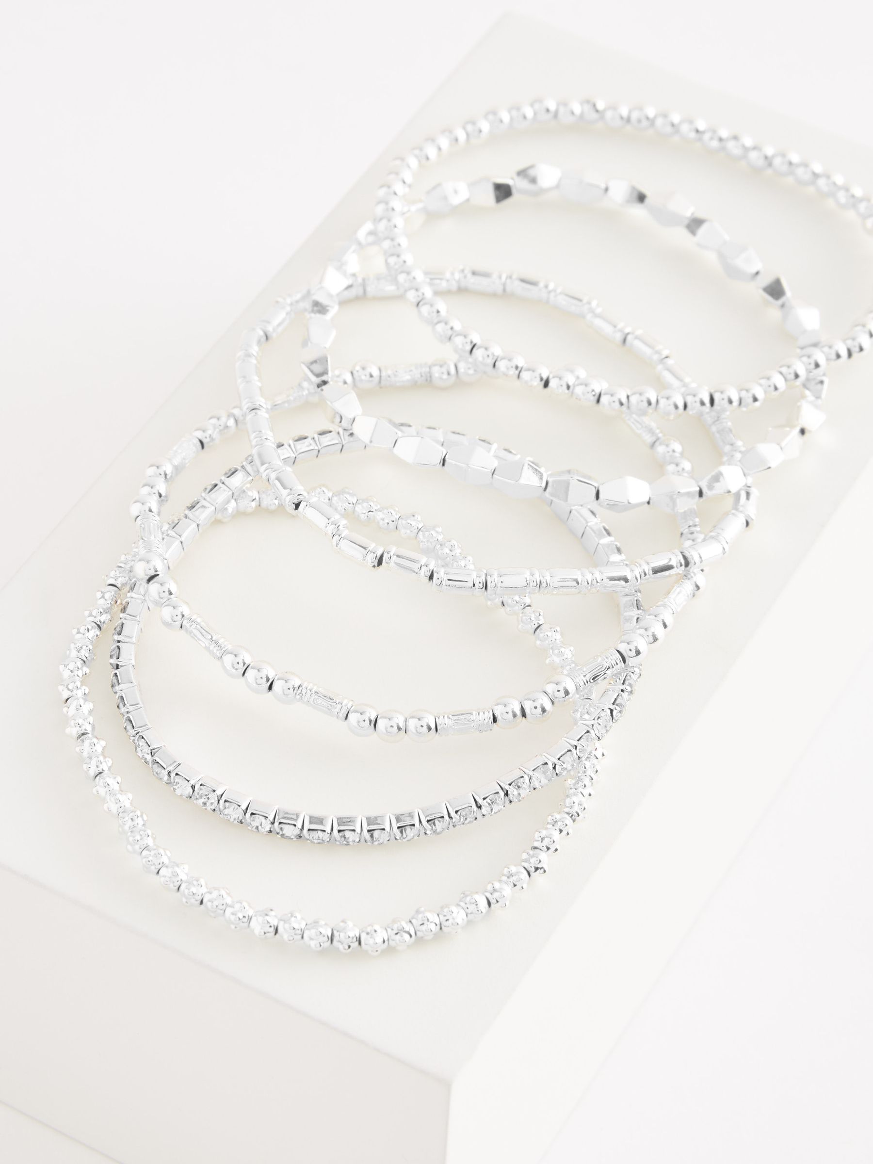 Buy Silver Tone Sparkle Stretch Bracelets Pack from the Next UK online shop
