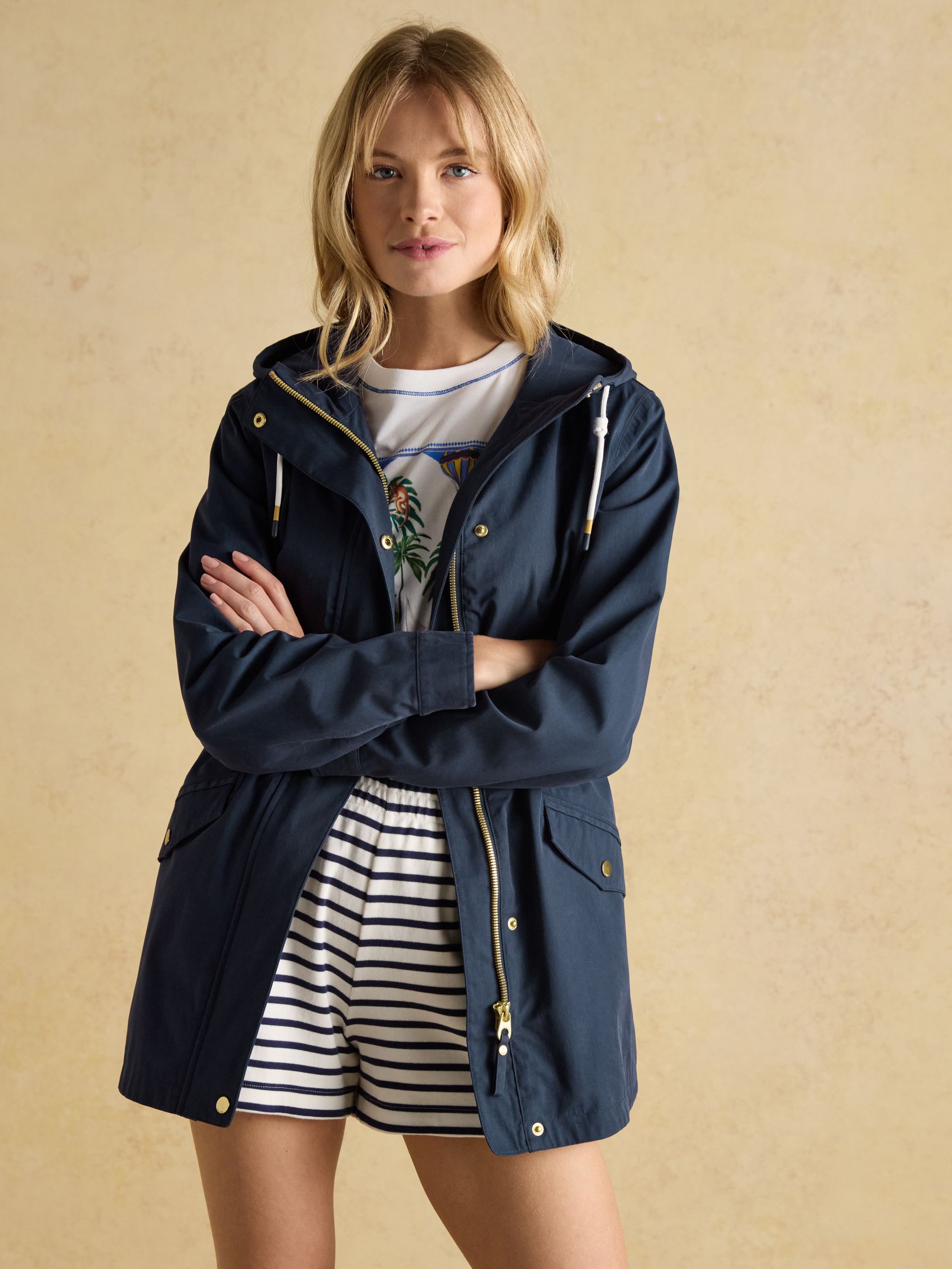 Buy Joules Portwell Navy Blue Waterproof Raincoat With Hood and ...