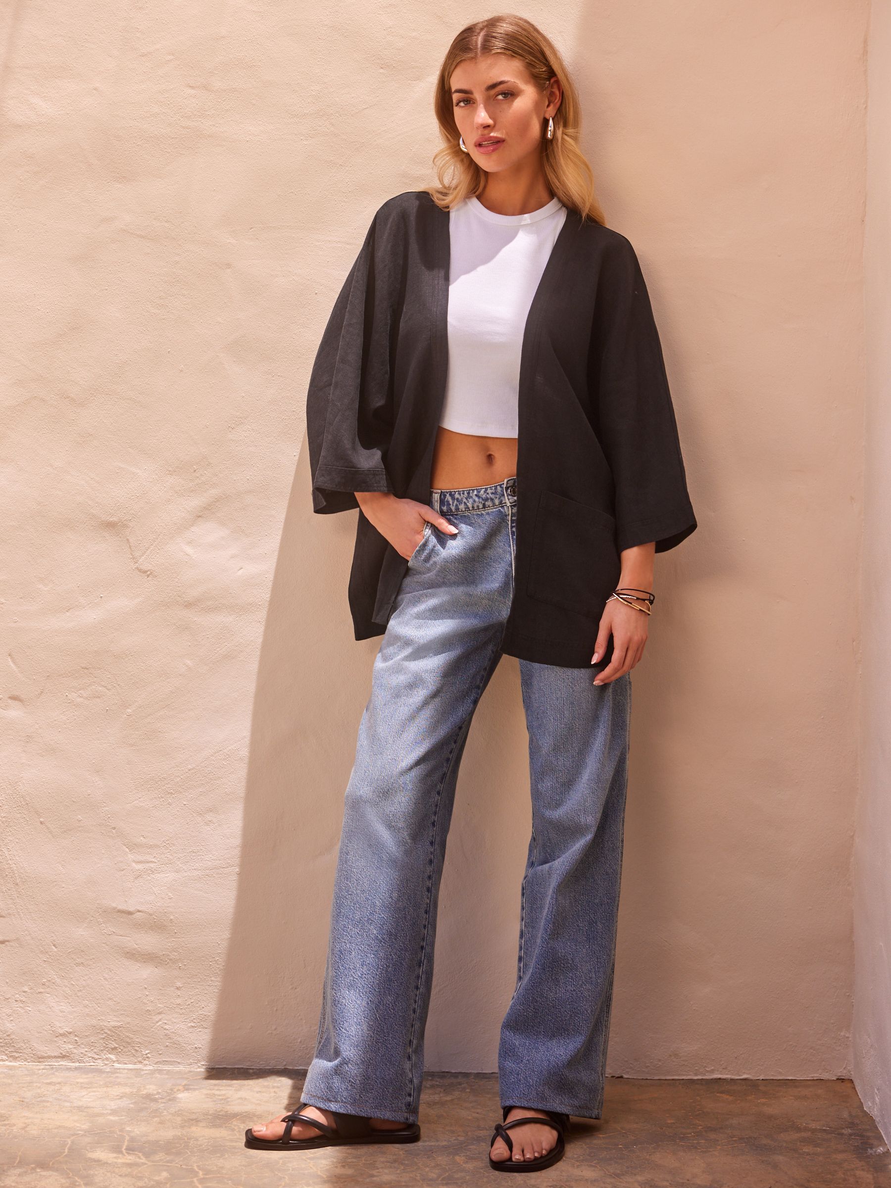 Buy Black 100% Linen Jacket from Next Israel