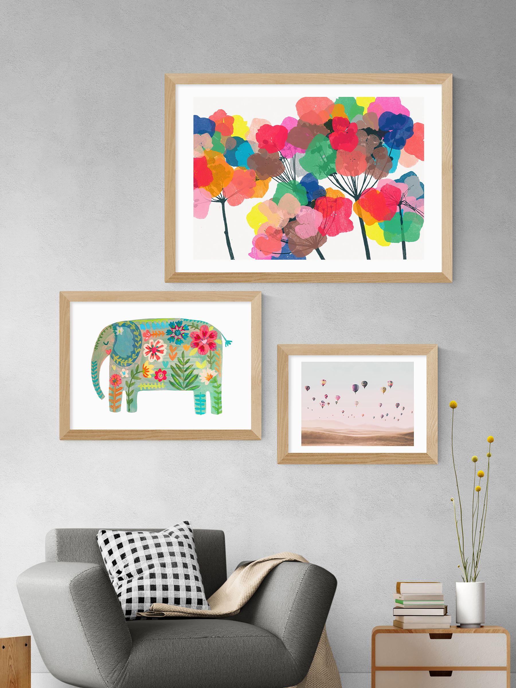Buy East End Prints White Floral Elephant by Darcie Olley Framed Print ...