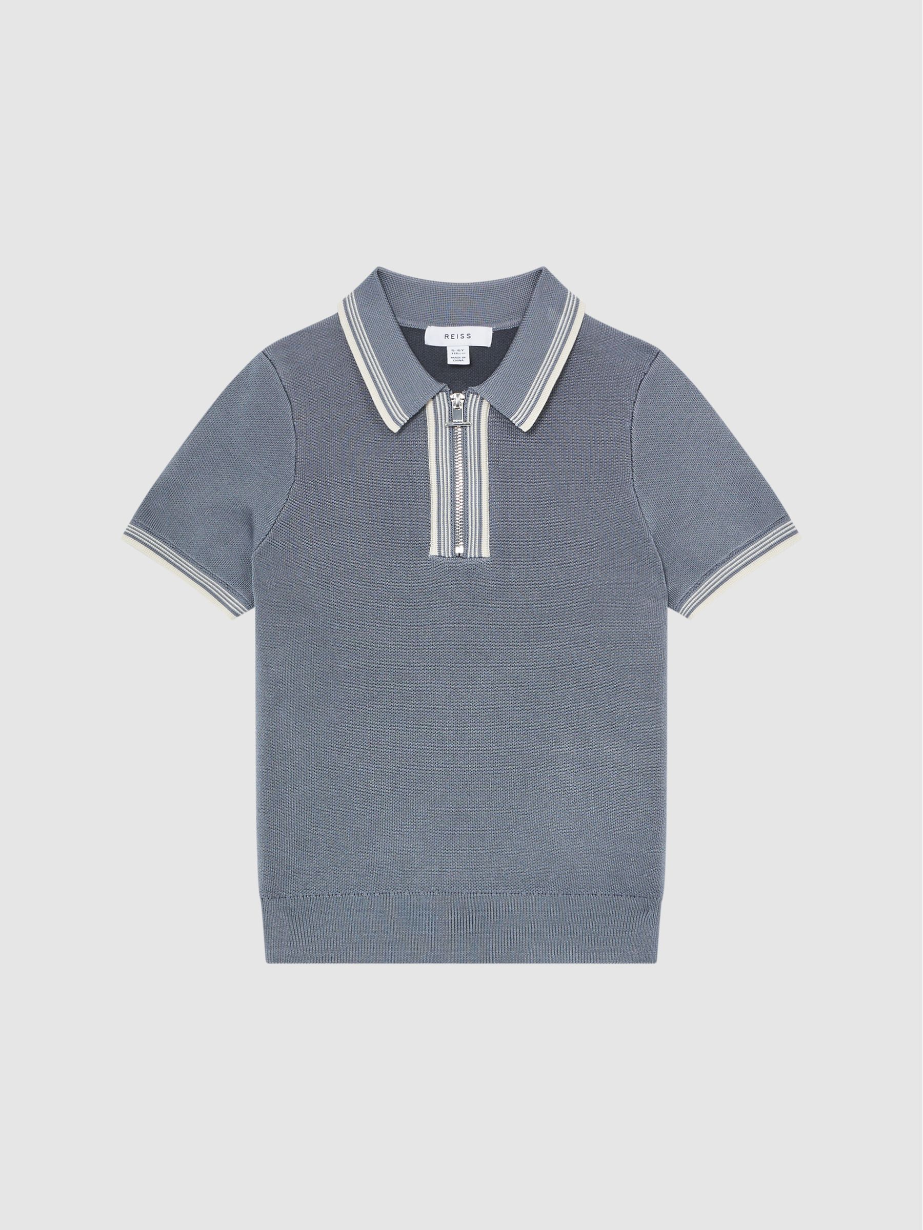 Buy Reiss Ashley Blue Regency 4-9 yrs Half Zip Striped T-Shirt from the ...