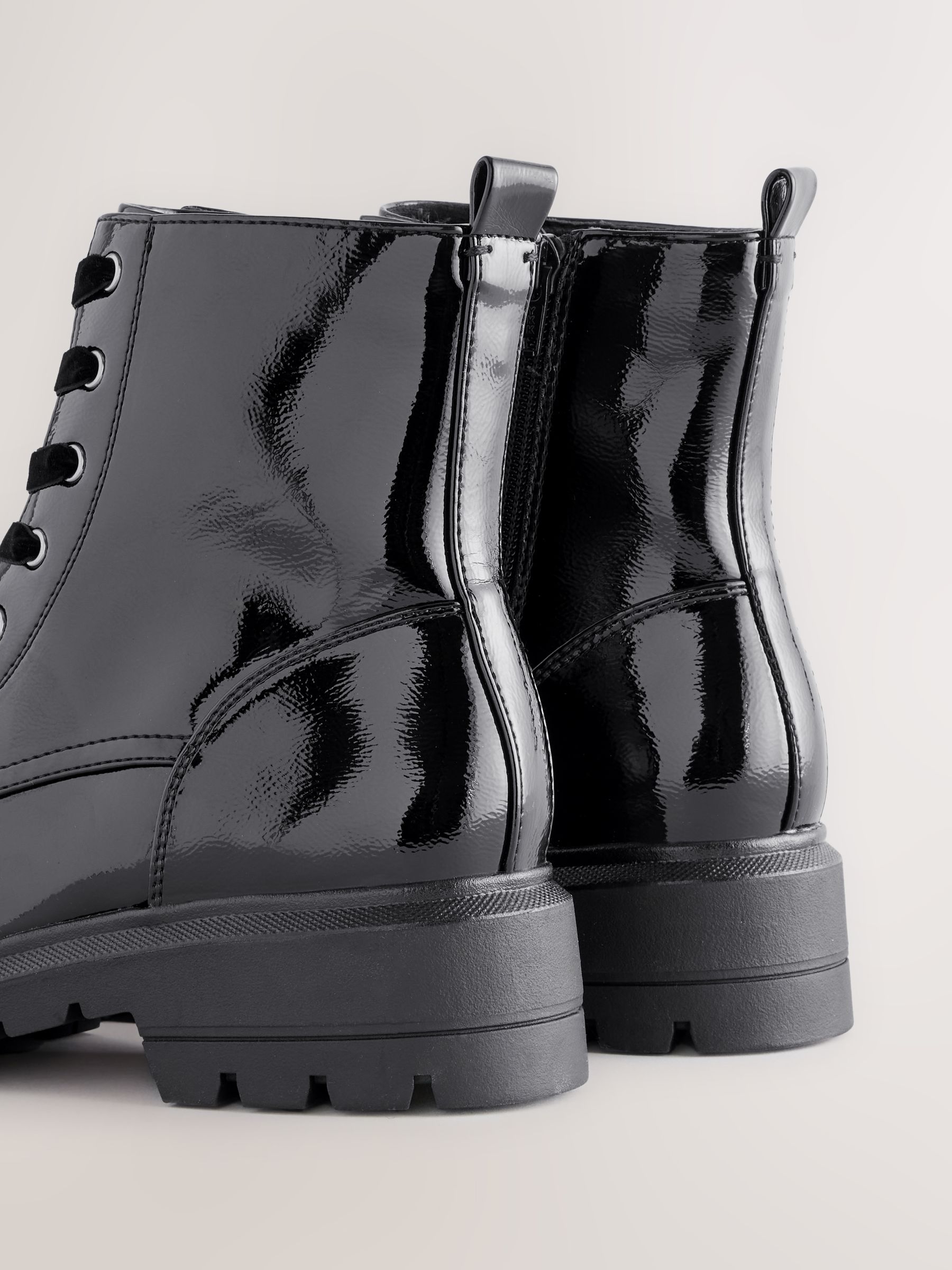 Buy Black Textured Patent Standard/Wide Fit Forever Comfort® Lace-Up ...