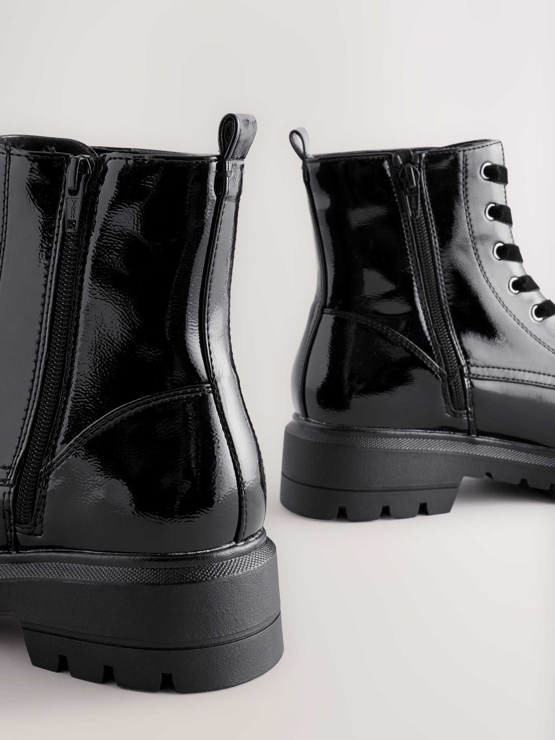 Buy Black Textured Patent Standard/Wide Fit Forever Comfort® Lace-Up ...