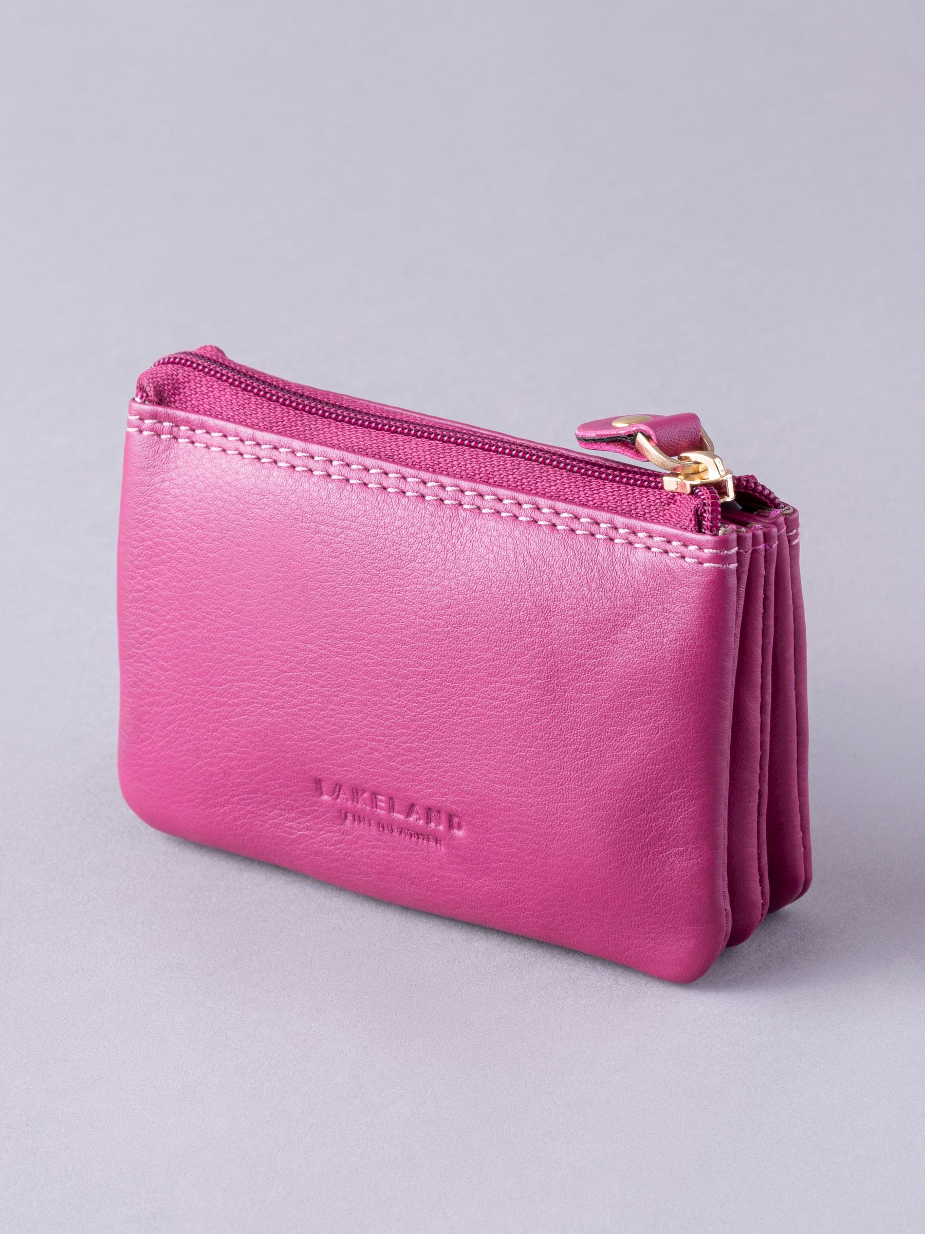Buy Lakeland Leather Cranberry Pink Multi Pocket Coin Purse from the ...