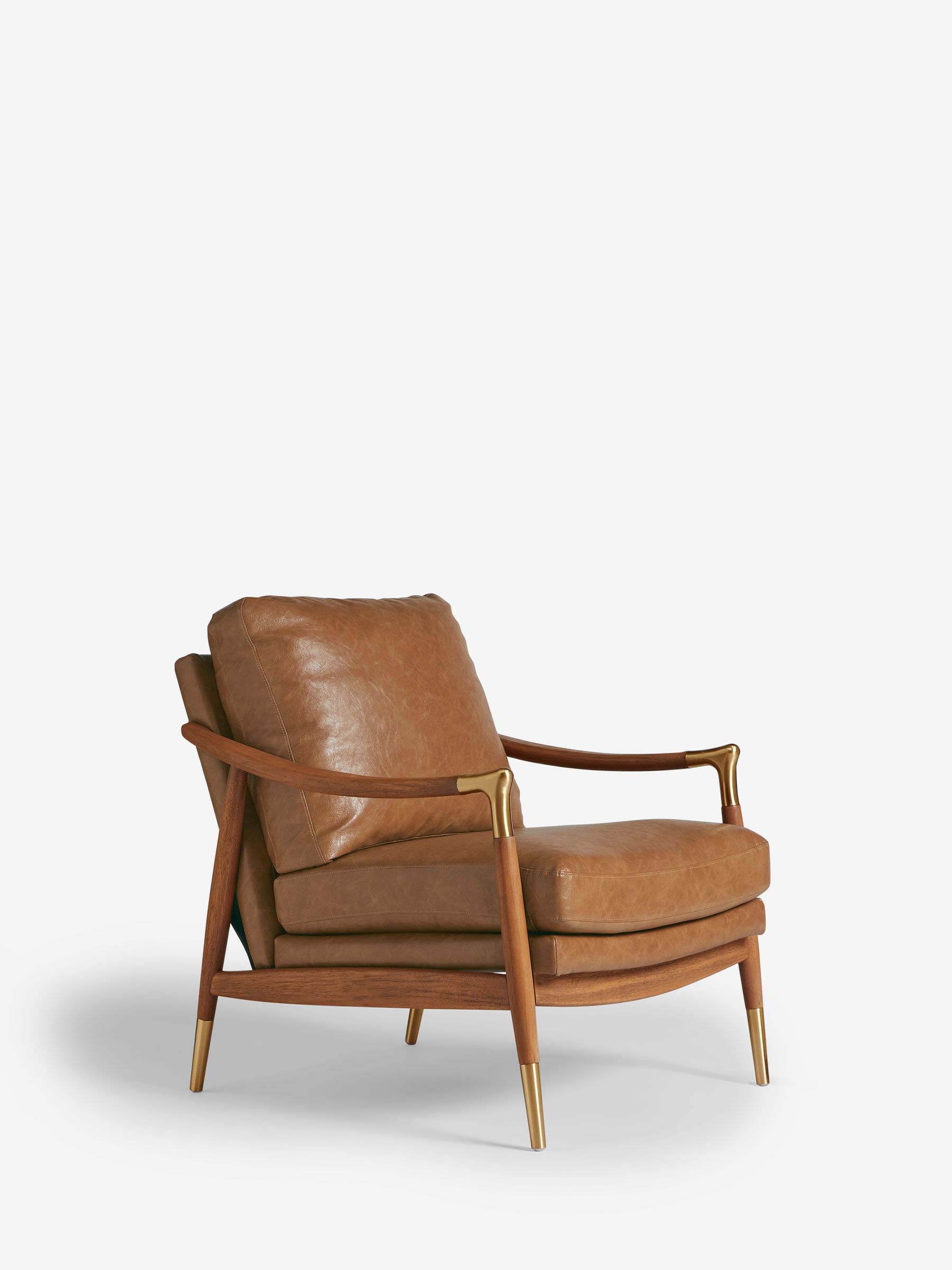 Buy Vintaged Faux Leather Light Brown Flinton Wooden Accent Chair from ...