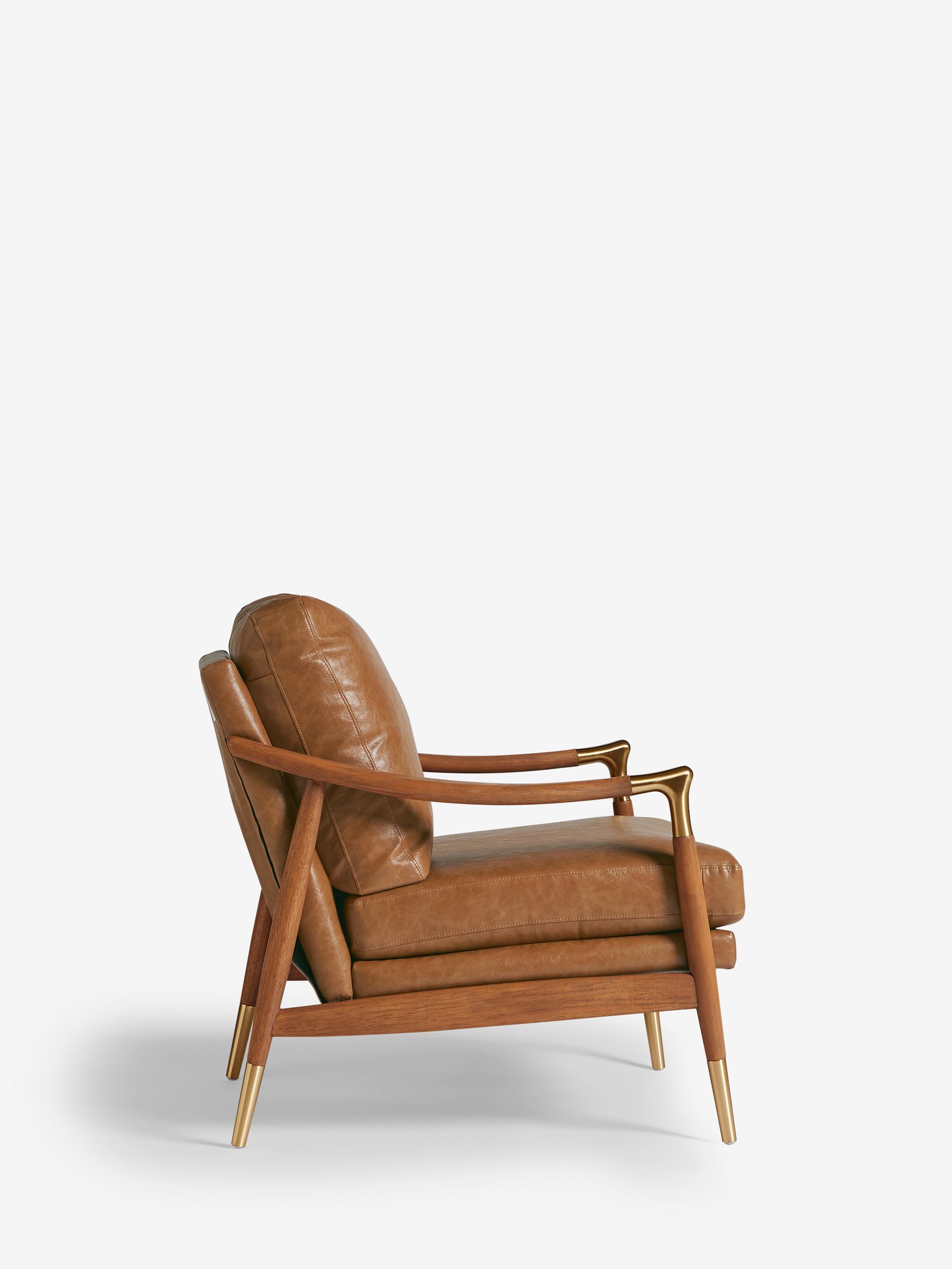 Buy Vintaged Faux Leather Light Brown Flinton Wooden Accent Chair from ...