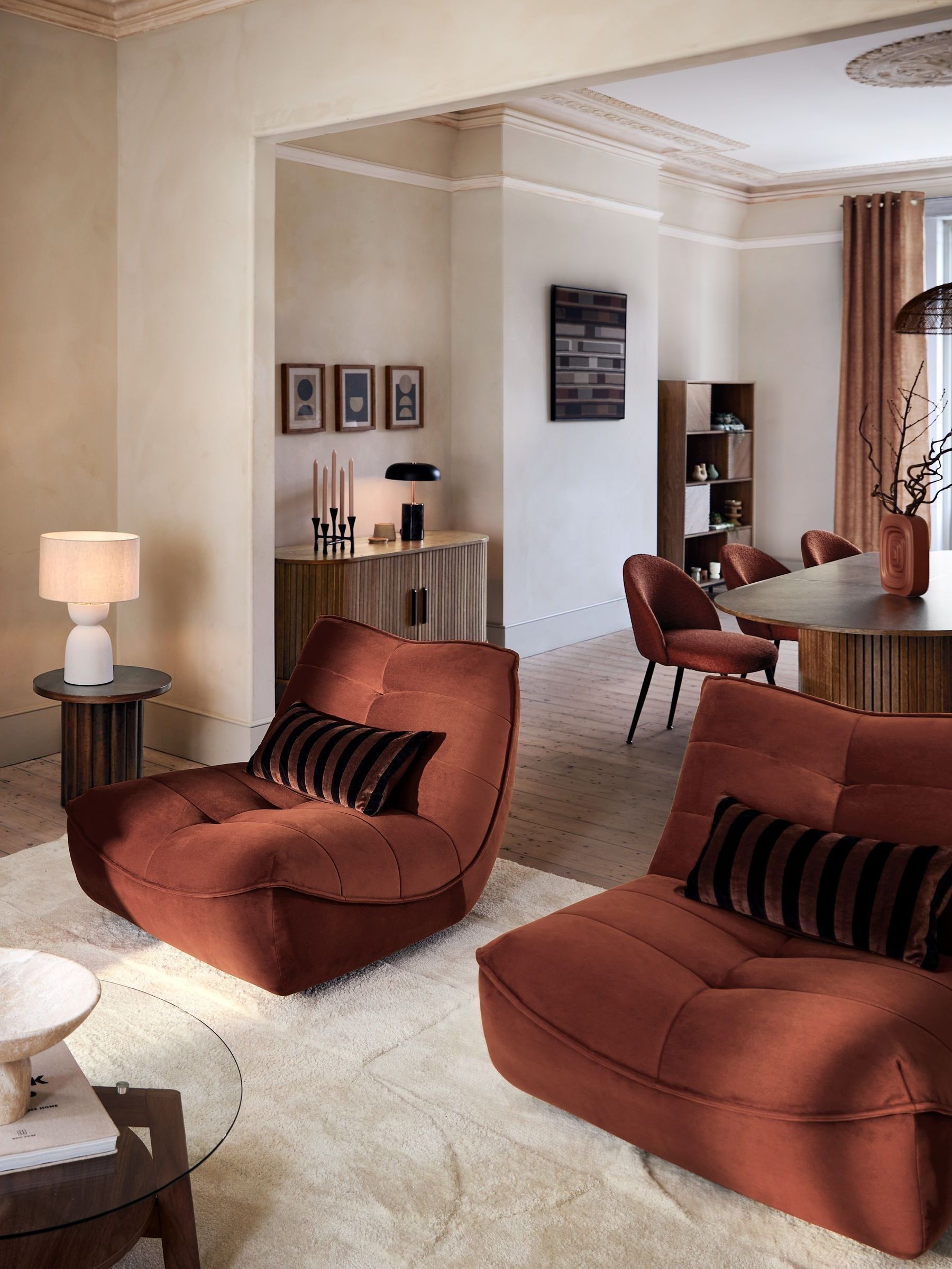 Buy Soft Velvet Rust Brown Lucca Swivel Accent Chair from Next Ireland
