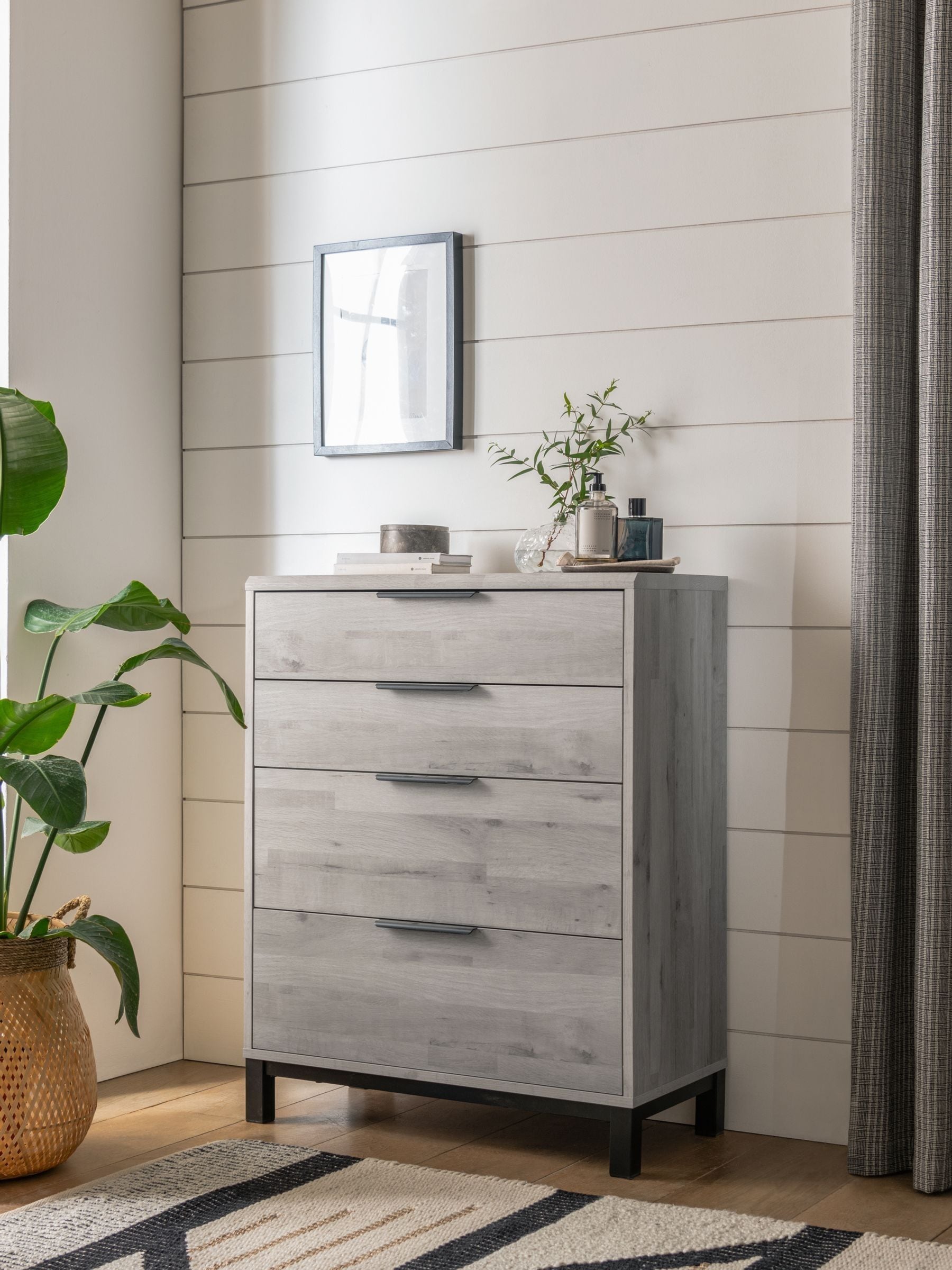 Grey oak effect chest of drawers store