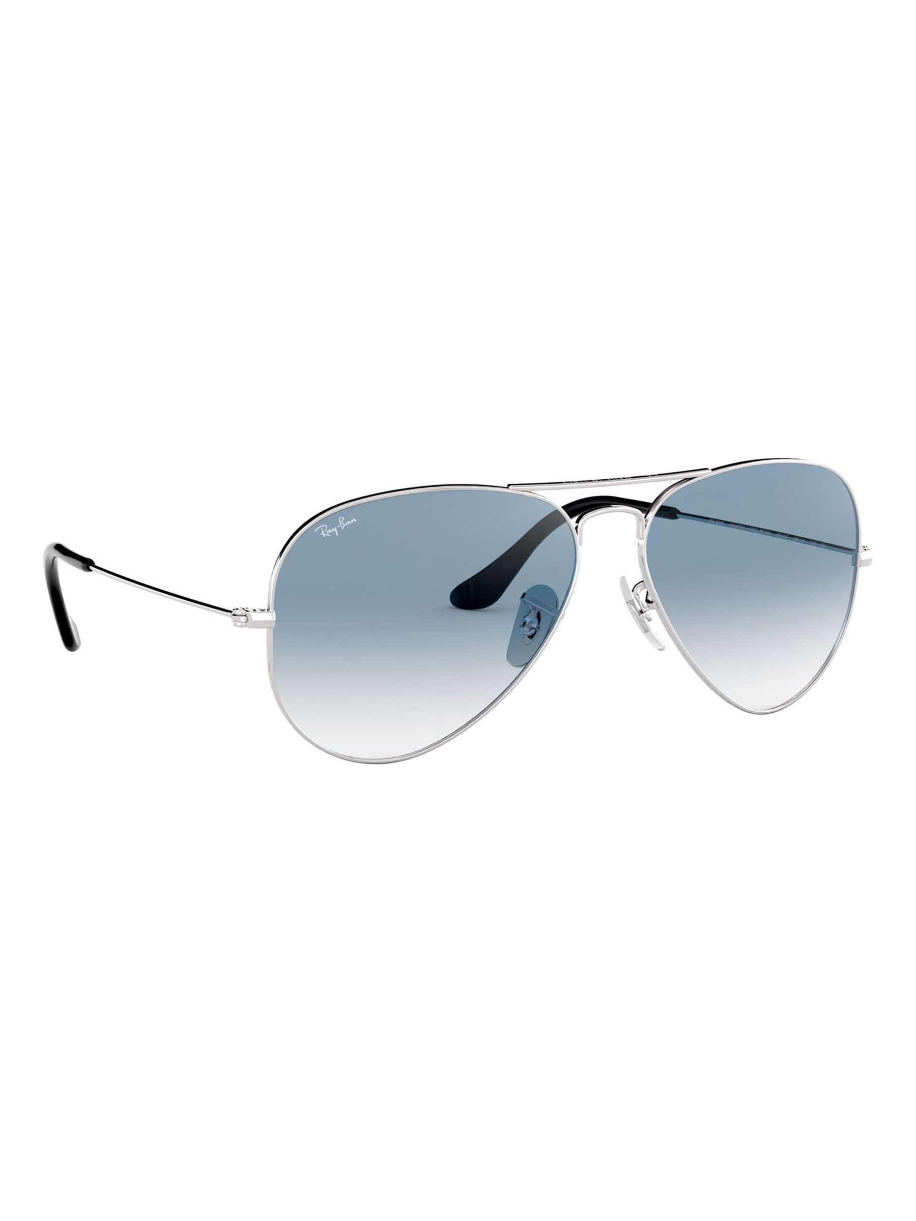 Buy Ray-Ban Silver with Light Blue Gradient Lens Aviator Sunglasses ...