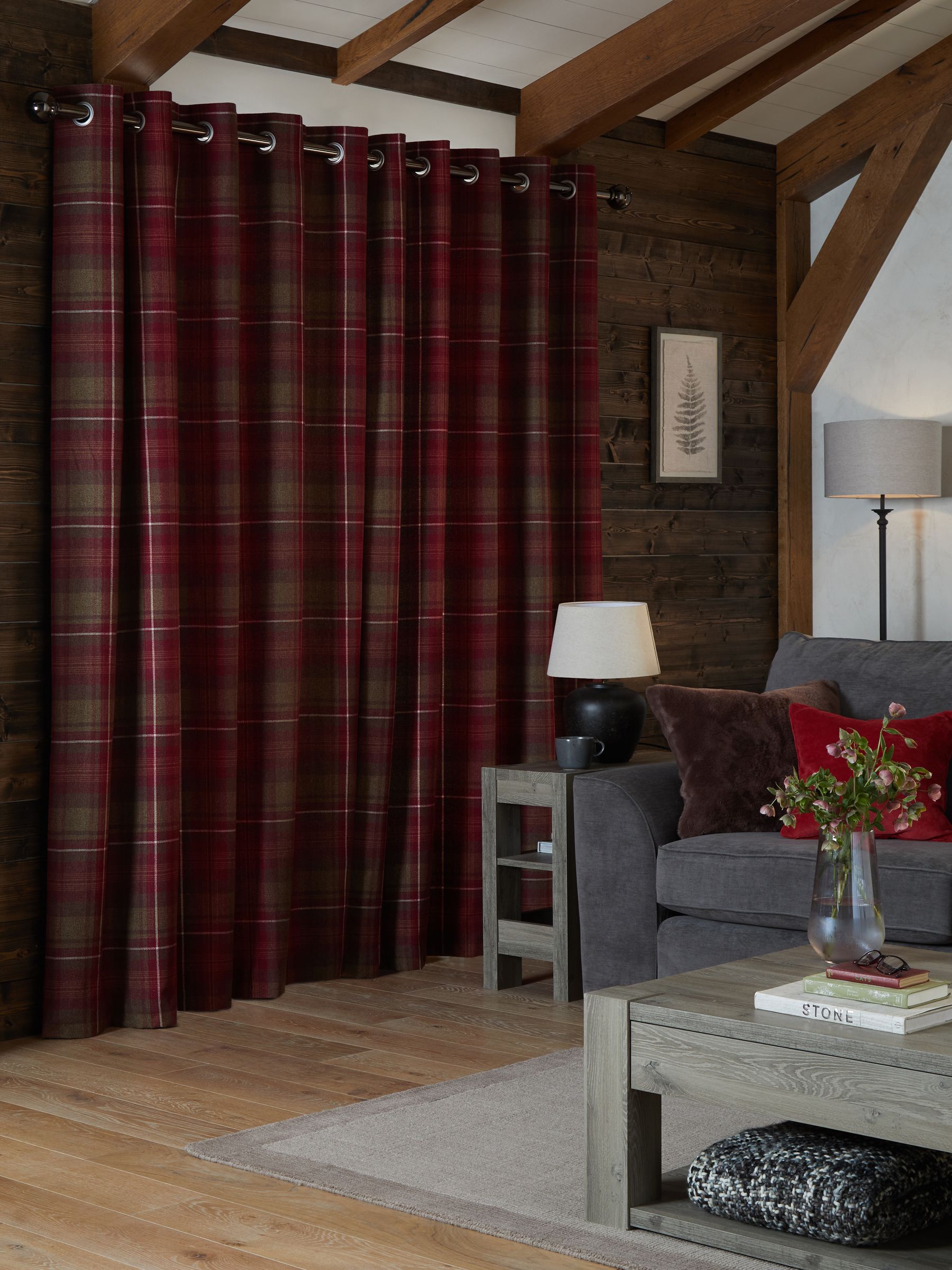 Buy Red Next Highland Check Super Thermal Eyelet Curtains from the Next ...