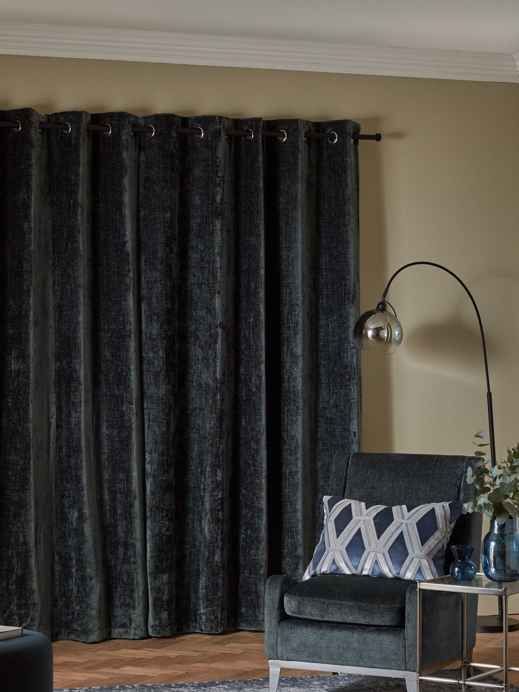 Buy Slate Blue Next Collection Luxe Plush Chenille Lined Eyelet ...