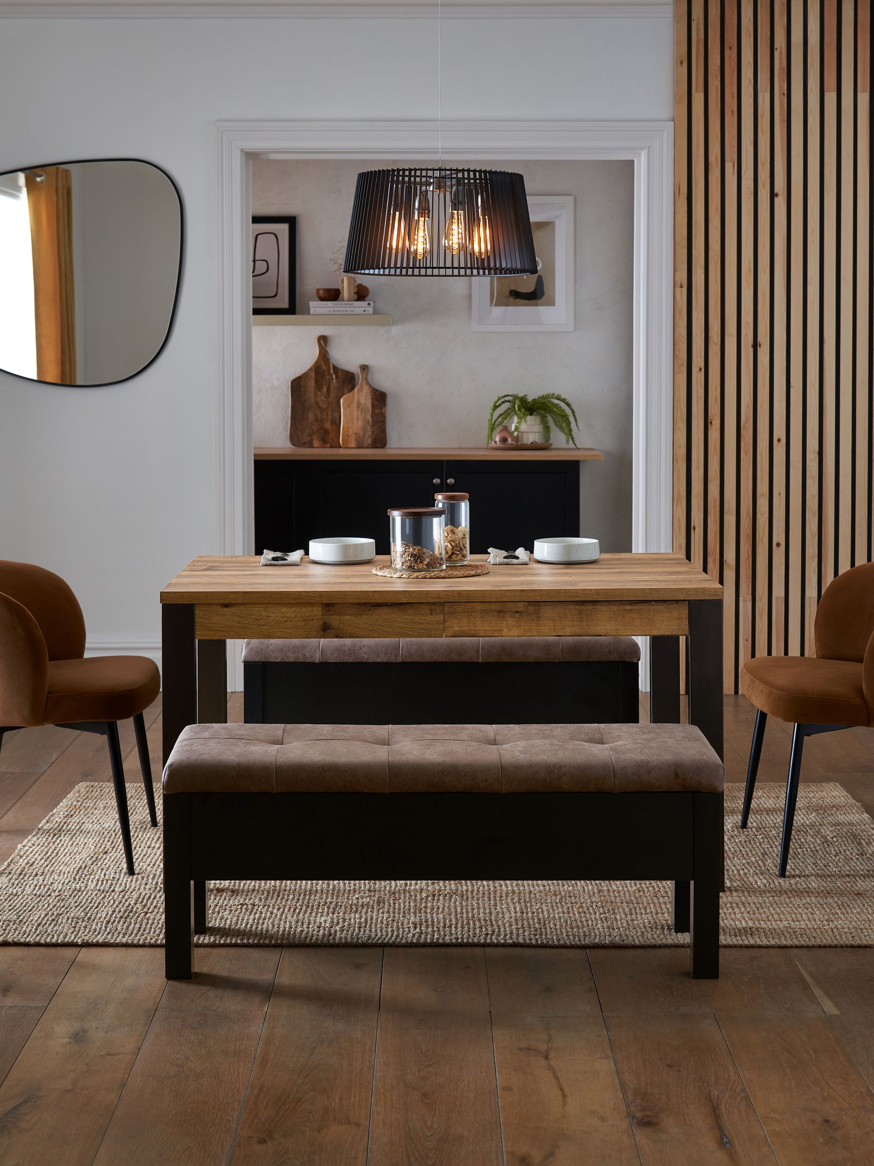 Buy Dark Natural Bronx Dining Table and Storage Bench Set from the Next UK online shop