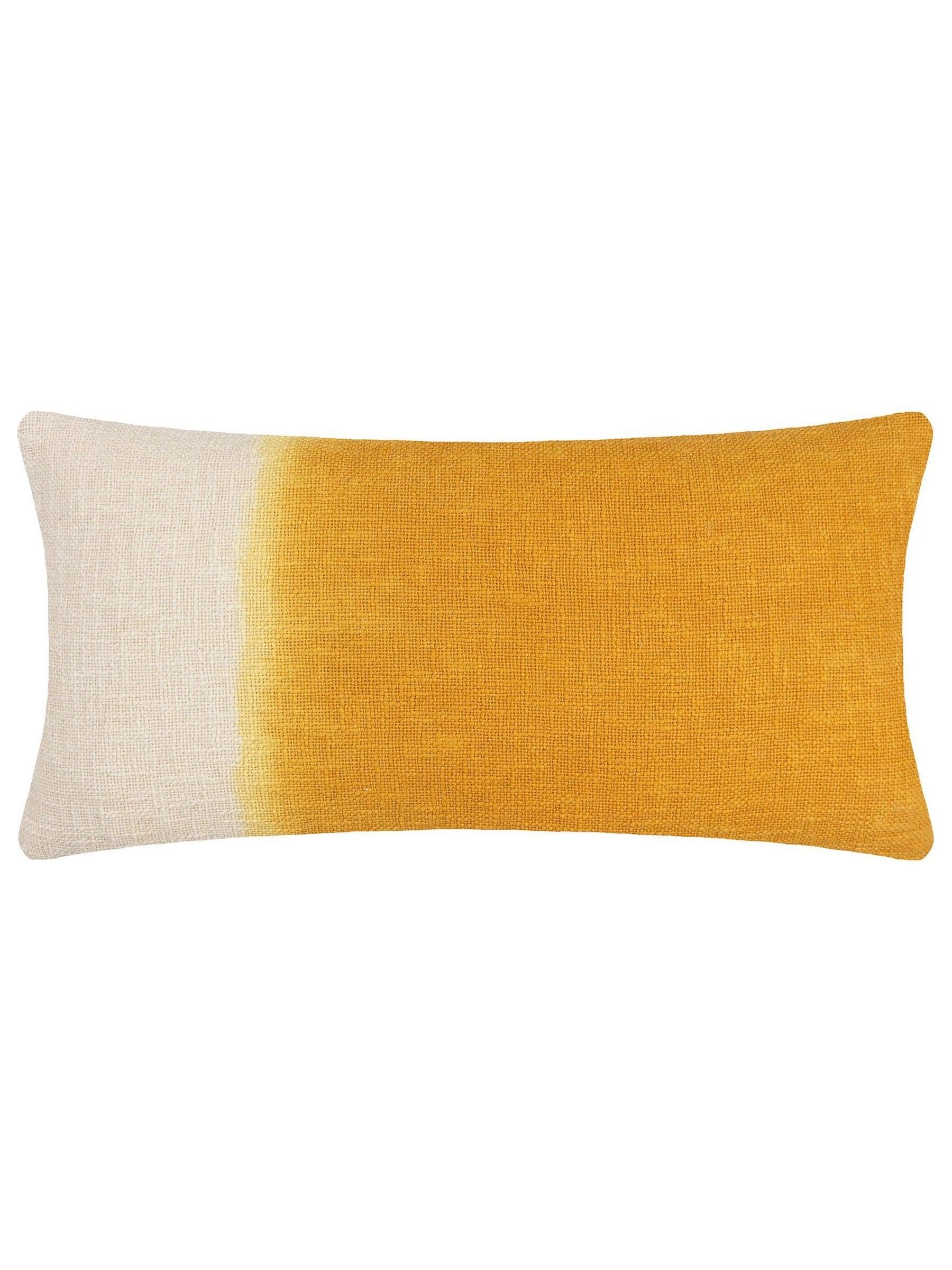 Buy Furn Ochre Yellow Mizu Dip Dye 100% Cotton Rectangular Cushion from ...