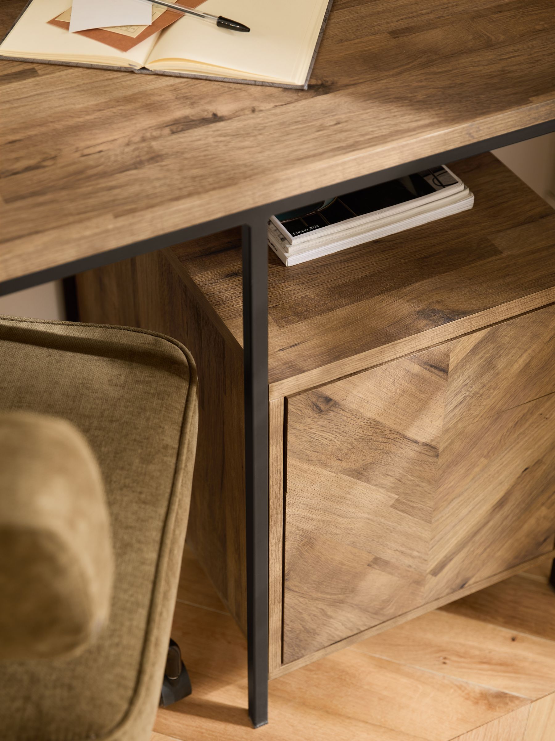 Buy Dark Natural Bronx Oak Effect Storage Desk from the Next UK online shop