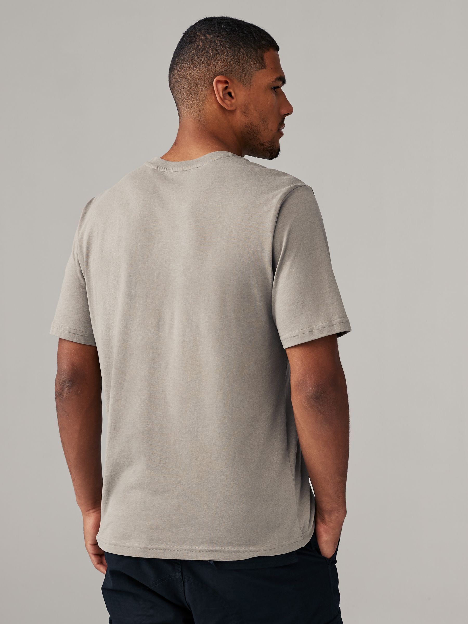 Buy Light Neutral Marl Regular Fit Essential Crew Neck Cotton T-Shirt ...