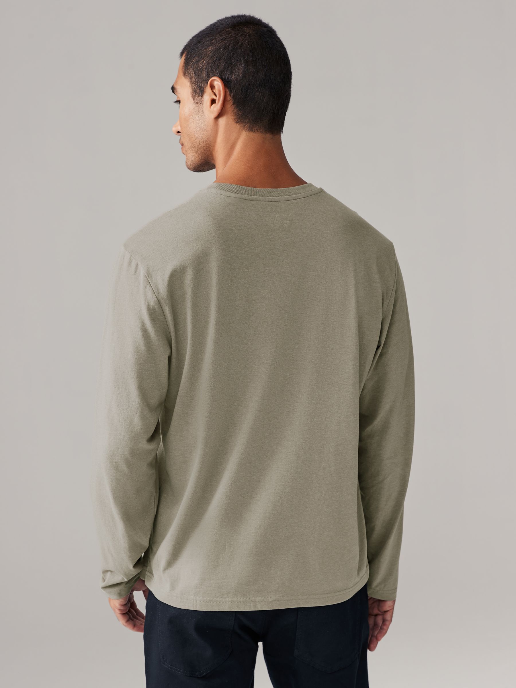 Buy Neutral Marl Regular Fit Long Sleeve Crew Neck T-Shirt from the ...