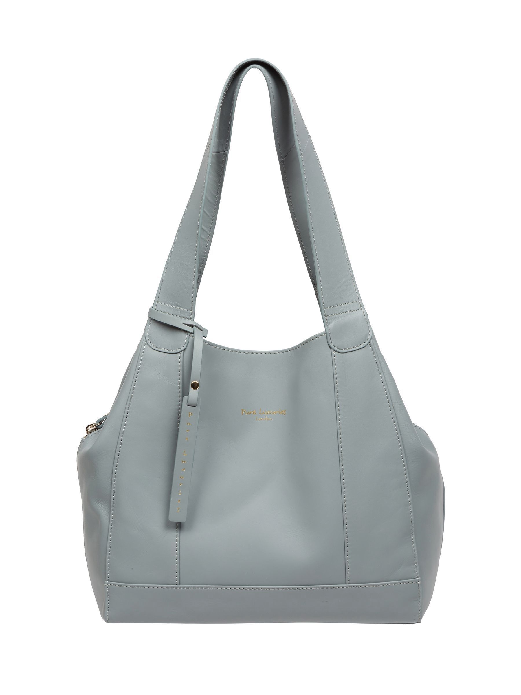 Buy Pure Luxuries London Dark Sky Blue Colette Leather Handbag from the ...