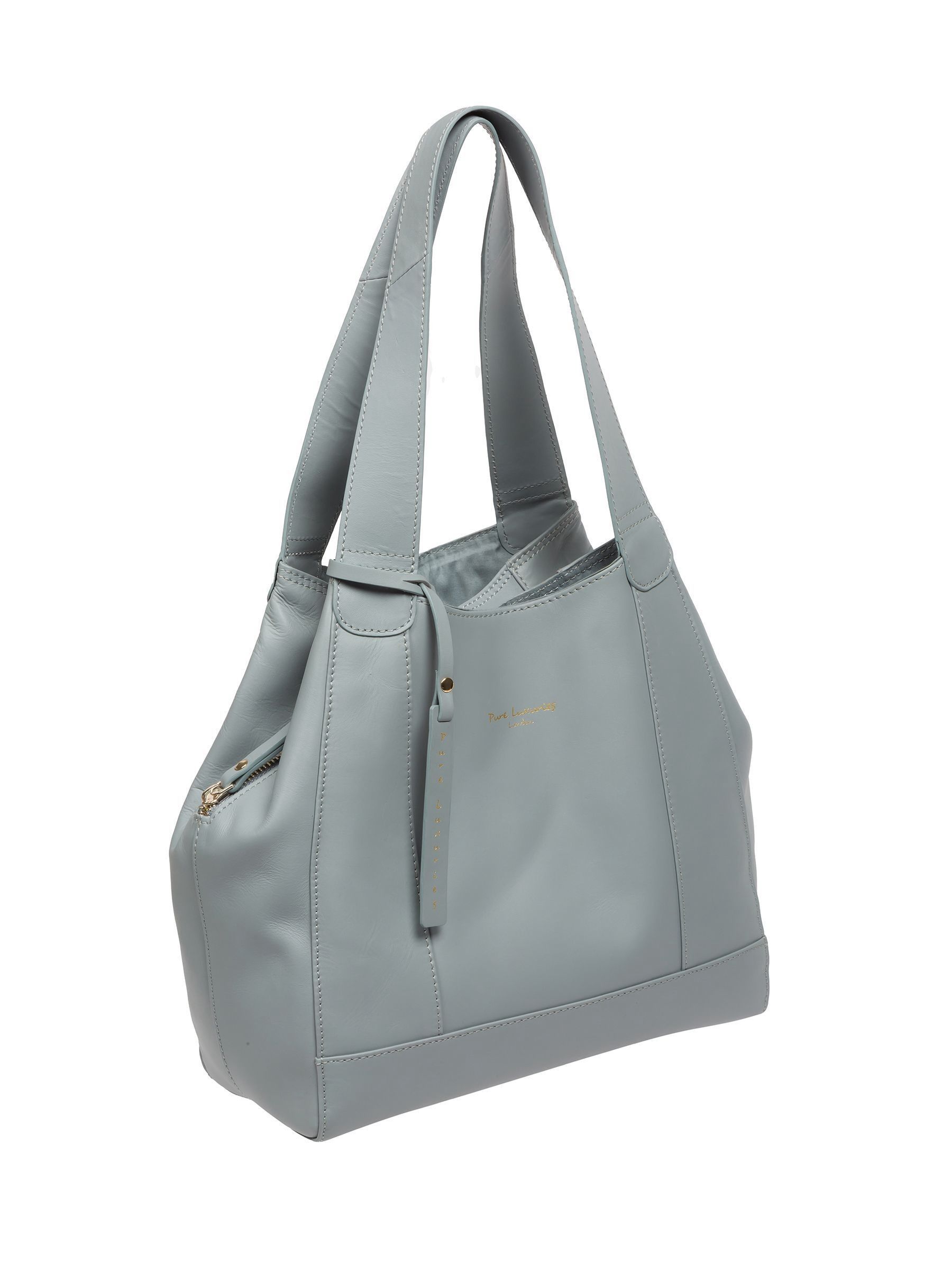 Buy Pure Luxuries London Dark Sky Blue Colette Leather Handbag from the ...
