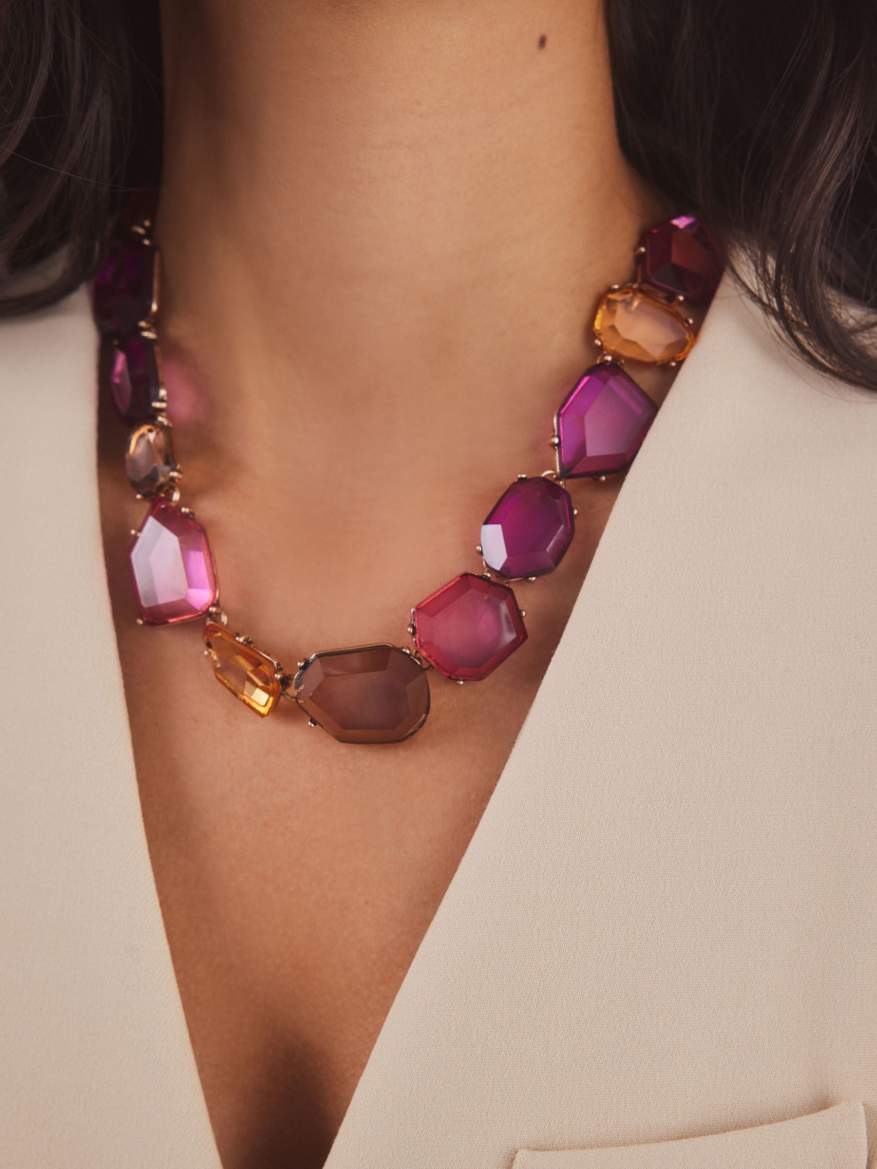 Buy Purple Chunky Stone Necklace Made With Recycled Zinc from the Next ...