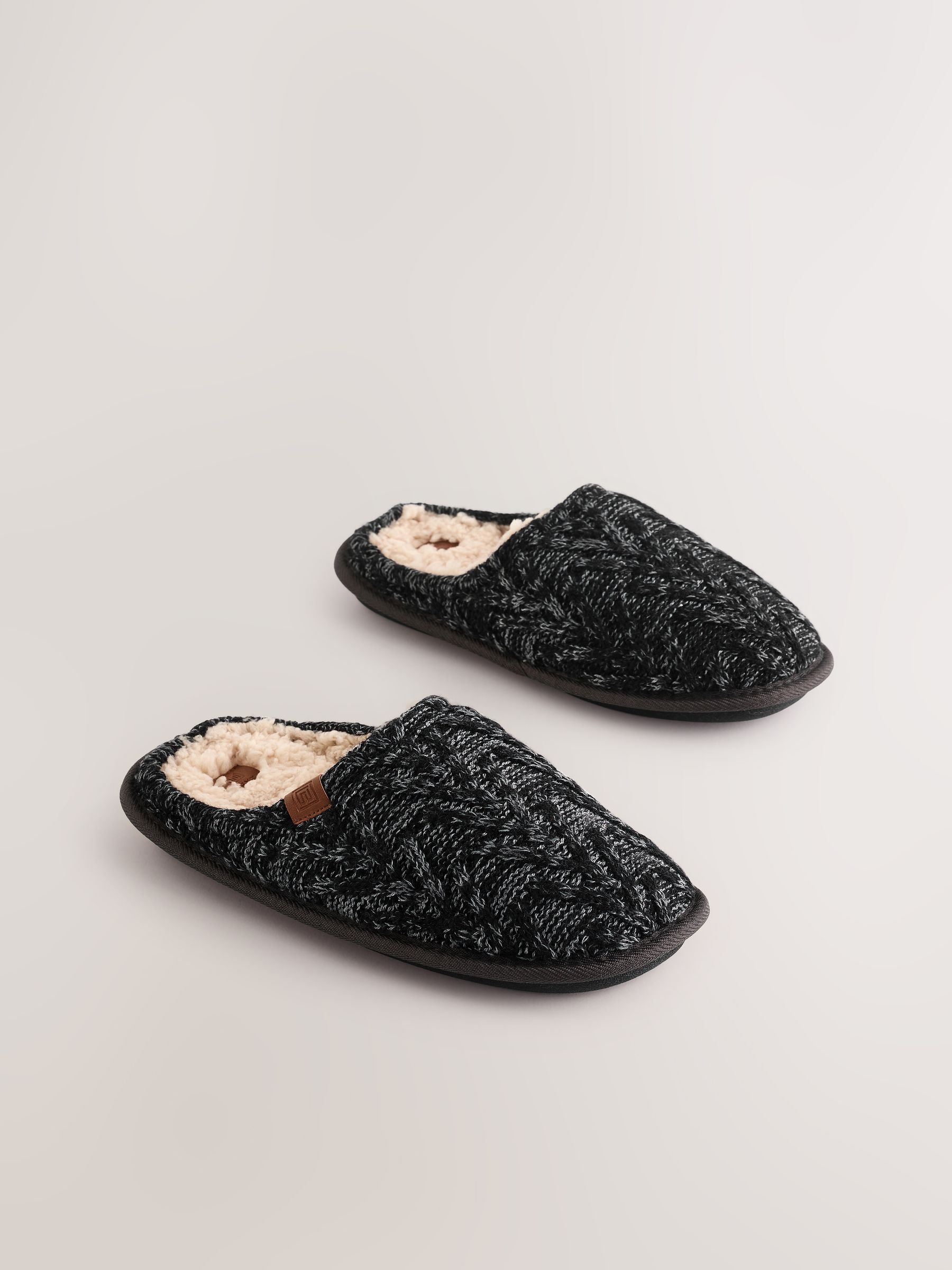 Buy Black/Grey Knitted Mule Slippers from the Next UK online shop