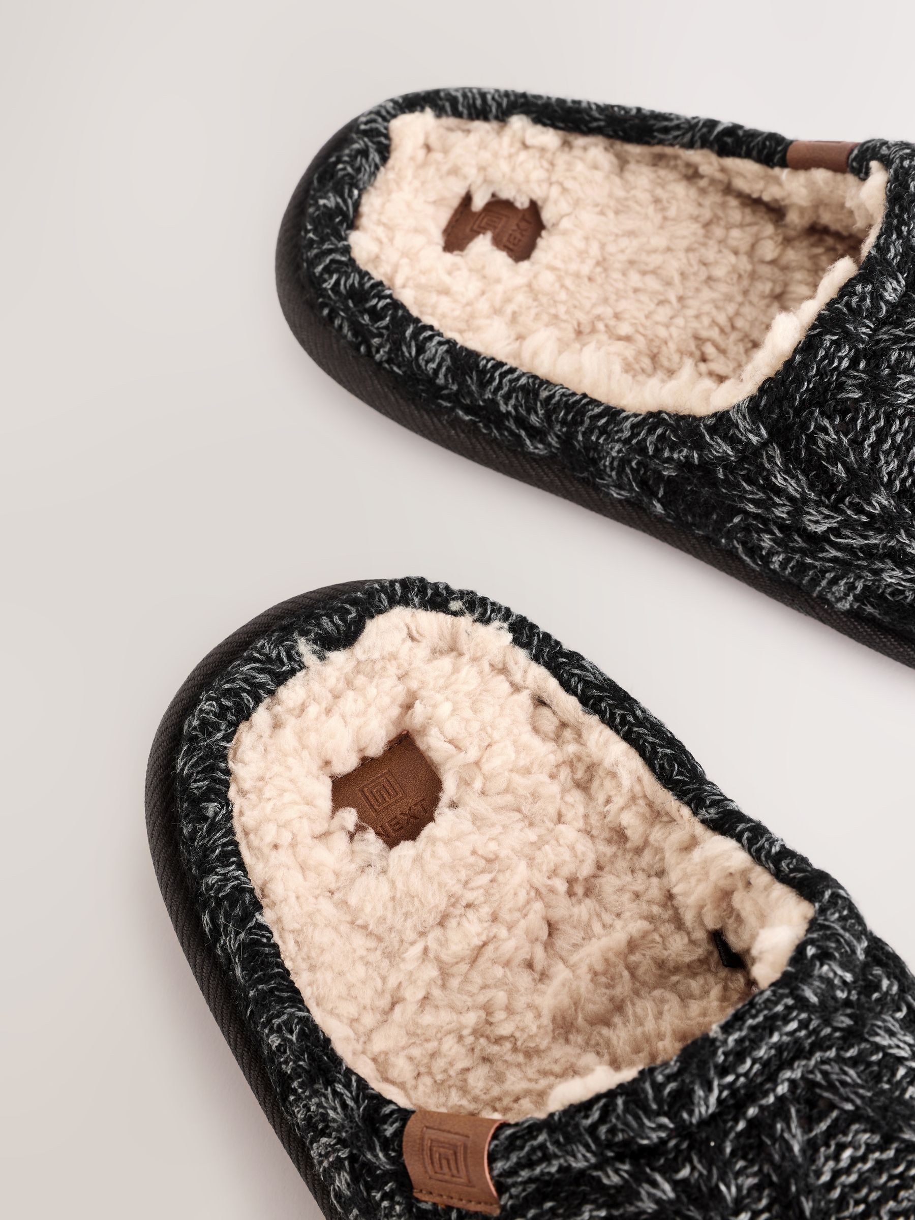 Buy Black/Grey Knitted Mule Slippers from the Next UK online shop